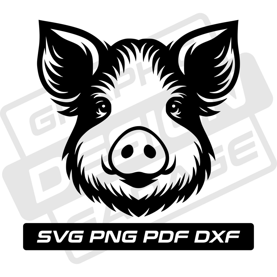 Pig Head Svg - Pdf - Png - Dxf - Piglet - Pig Silhouette - Commercial ...