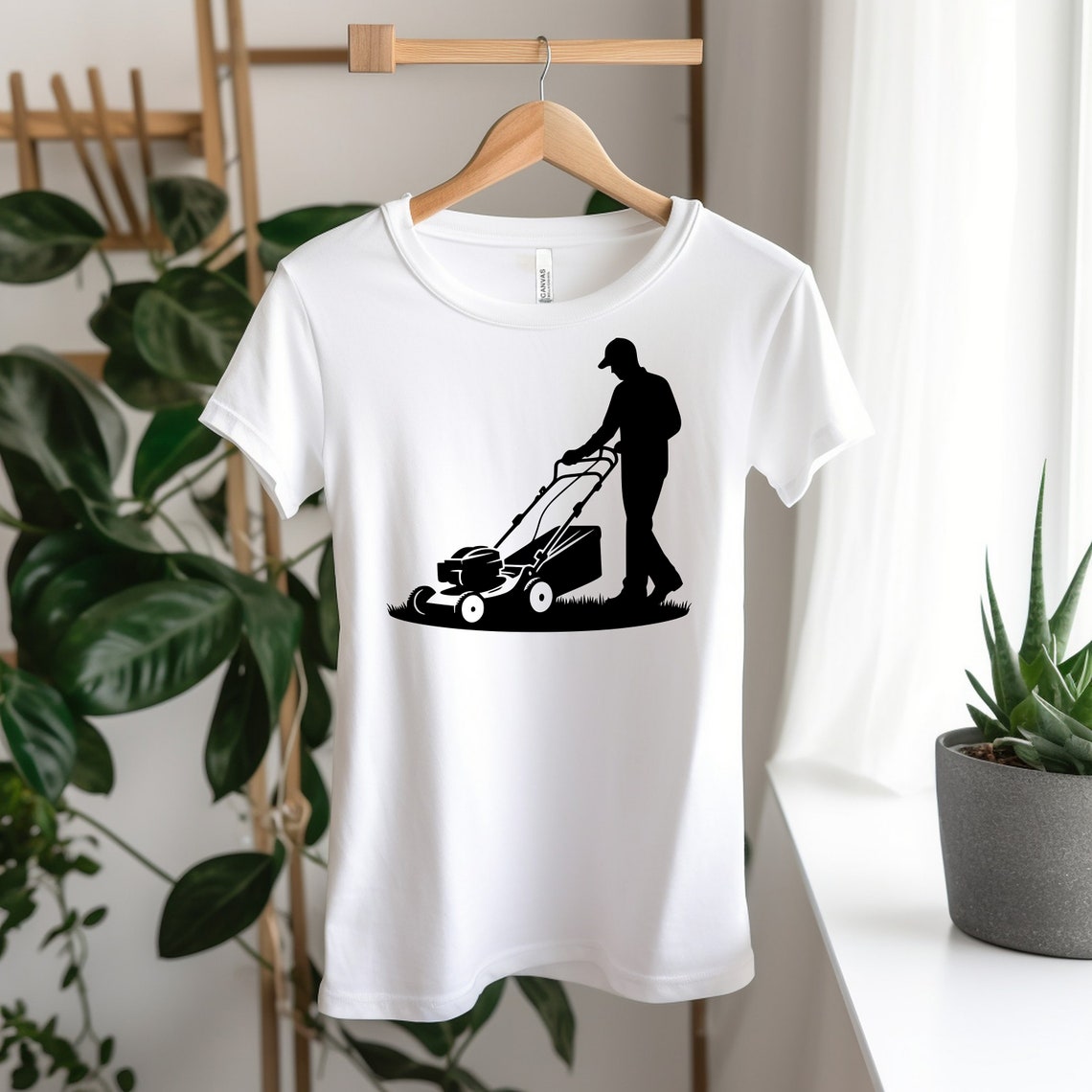 Lawn Mower Svg - Pdf - Png - Dxf - Landscaping - Person Mowing ...