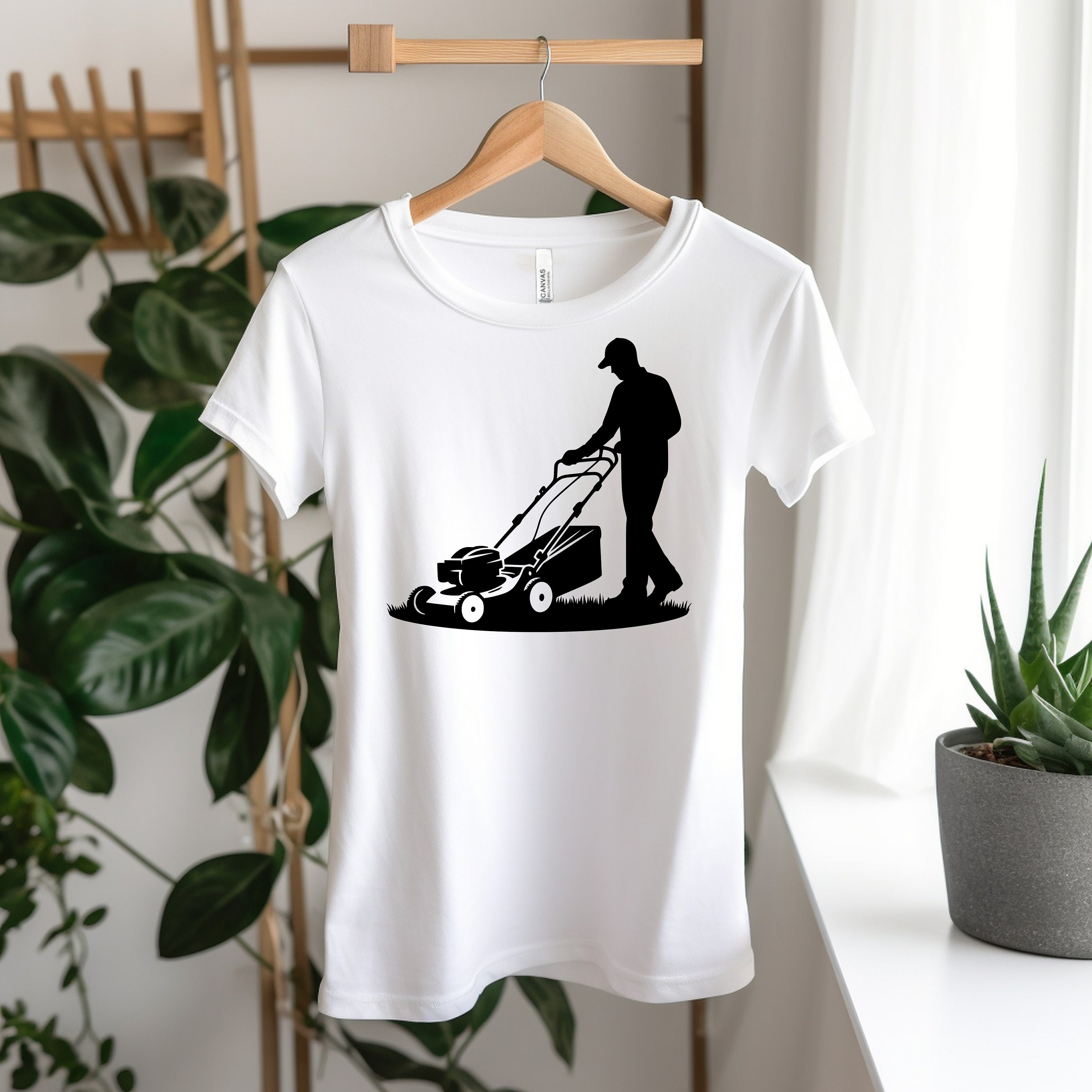 Lawn Mower Svg - Pdf - Png - Dxf - Landscaping - Person Mowing ...