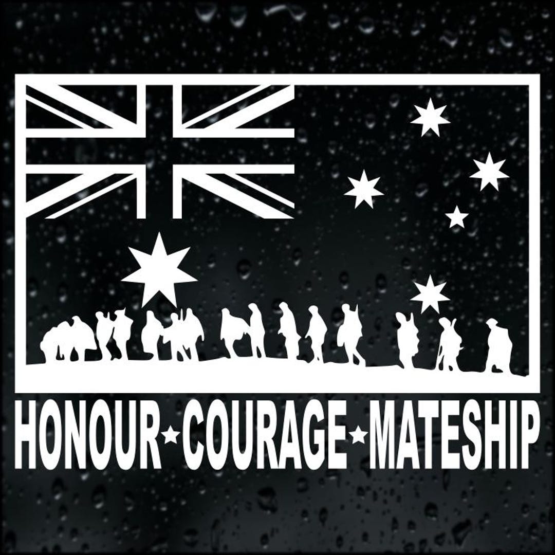 Anzac Day Sticker Vinyl Decal Car Bumper Window Honour Courage Mateship ...