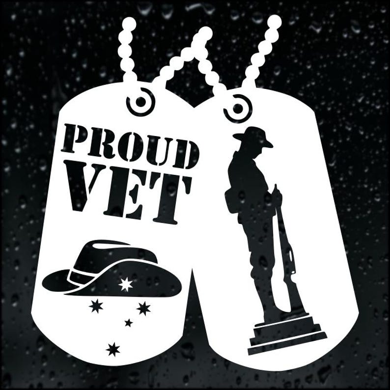 Proud Vet Sticker Vinyl Decal Car Bumper Window Army Veteran Anzac ...