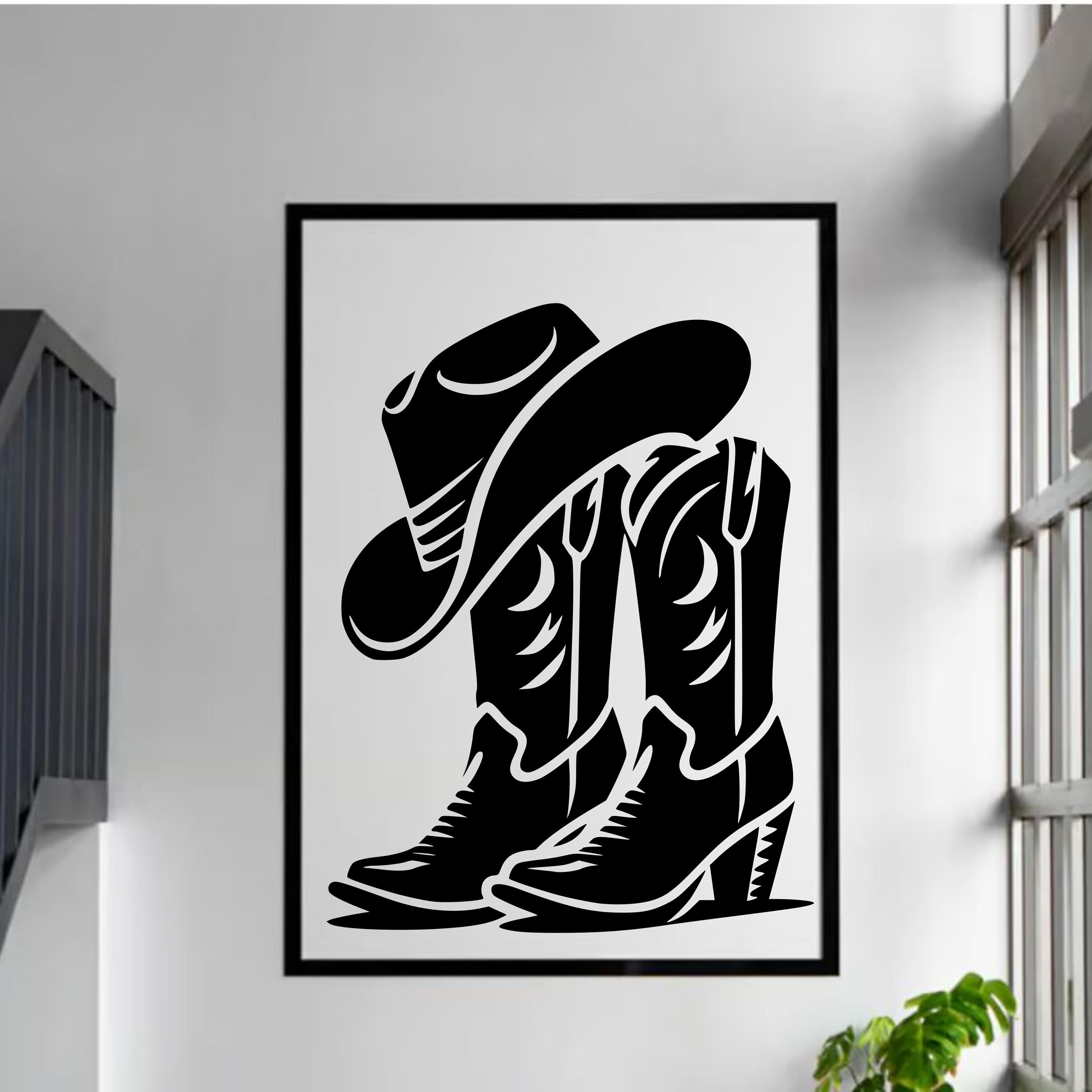 Cowgirl Boots With Hat Svg - Pdf - Png - Dxf - Cowgirl Boots Silhouette ...