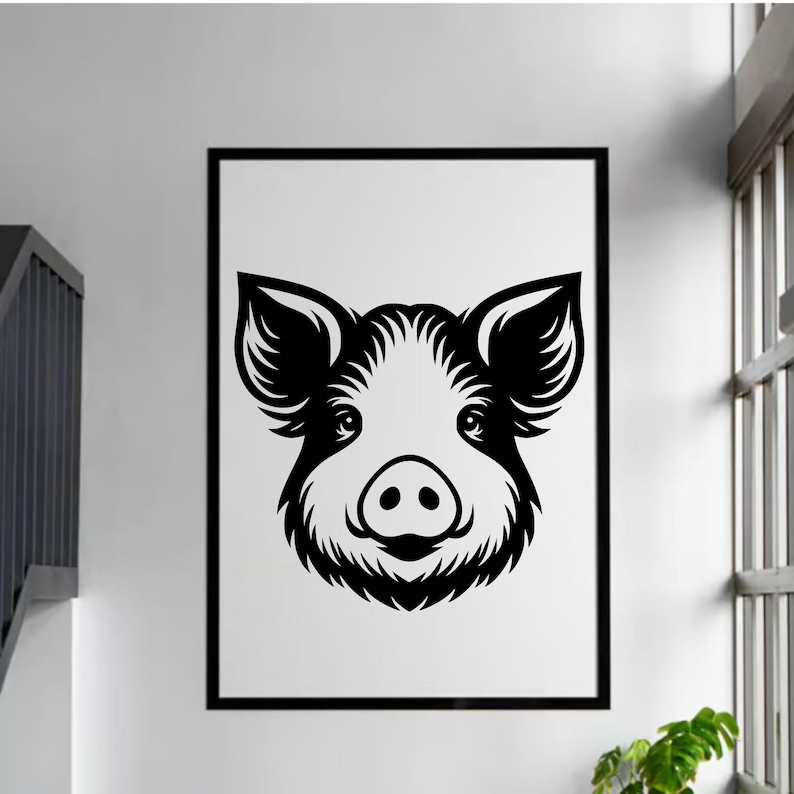 Pig Head Svg Pdf Png Dxf Piglet Pig Silhouette Commercial Use Farmhouse ...