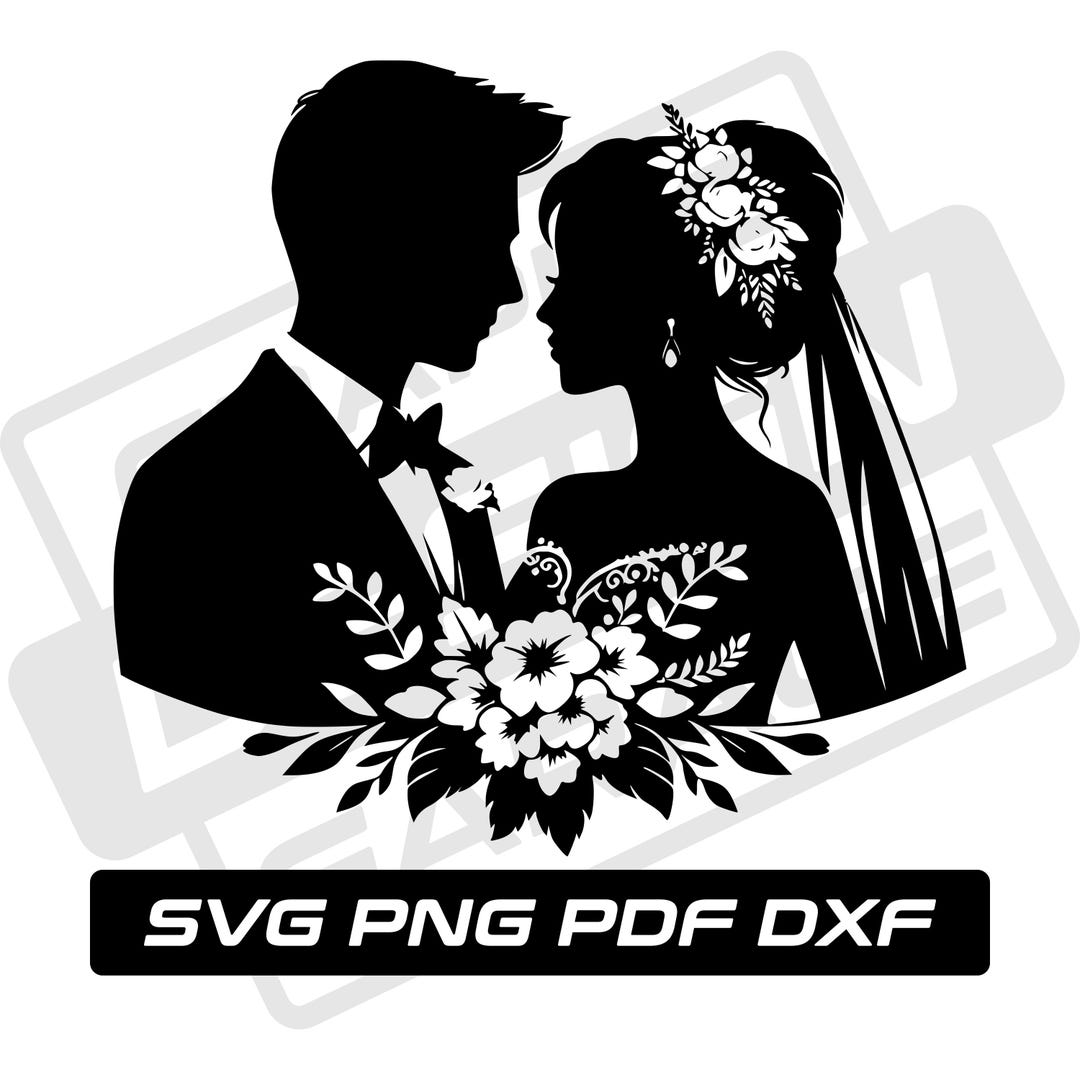 Bride and Groom Svg - Pdf - Png - Dxf - Wedding Couple - Commercial Use ...