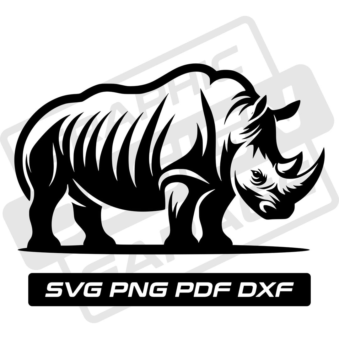 Rhino Svg - Pdf - Png - Dxf - Rhinoceros - Rhino Silhouette ...