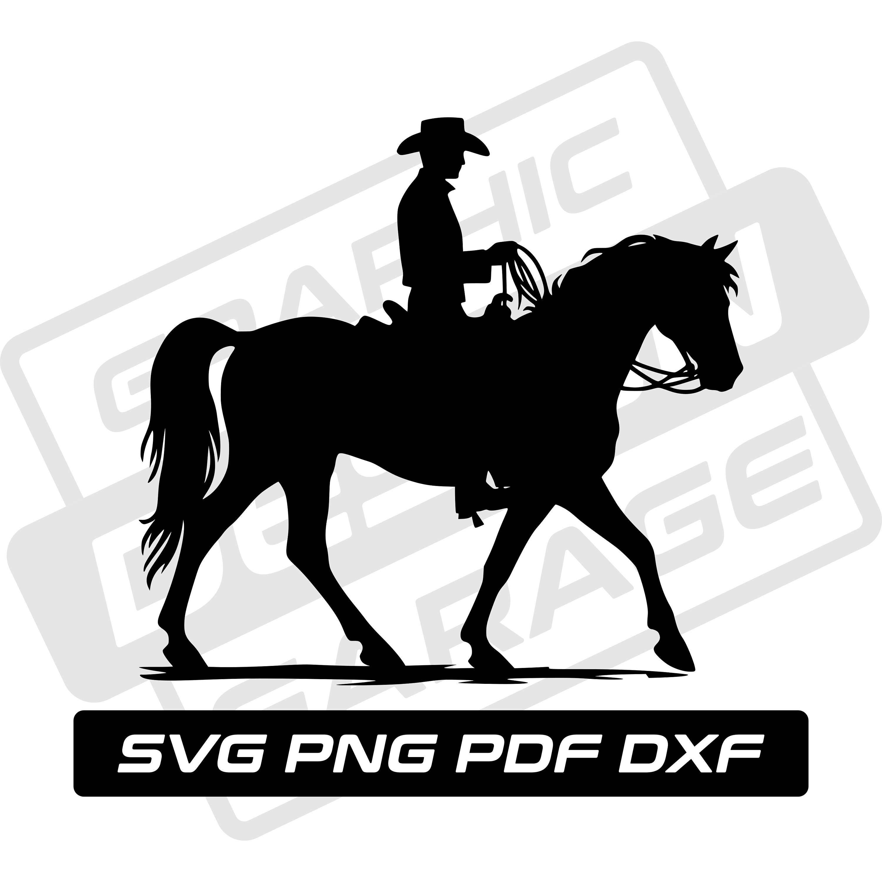 Horse Rider Svg - Pdf - Png - Dxf - Cowboy With Horse - Horse ...