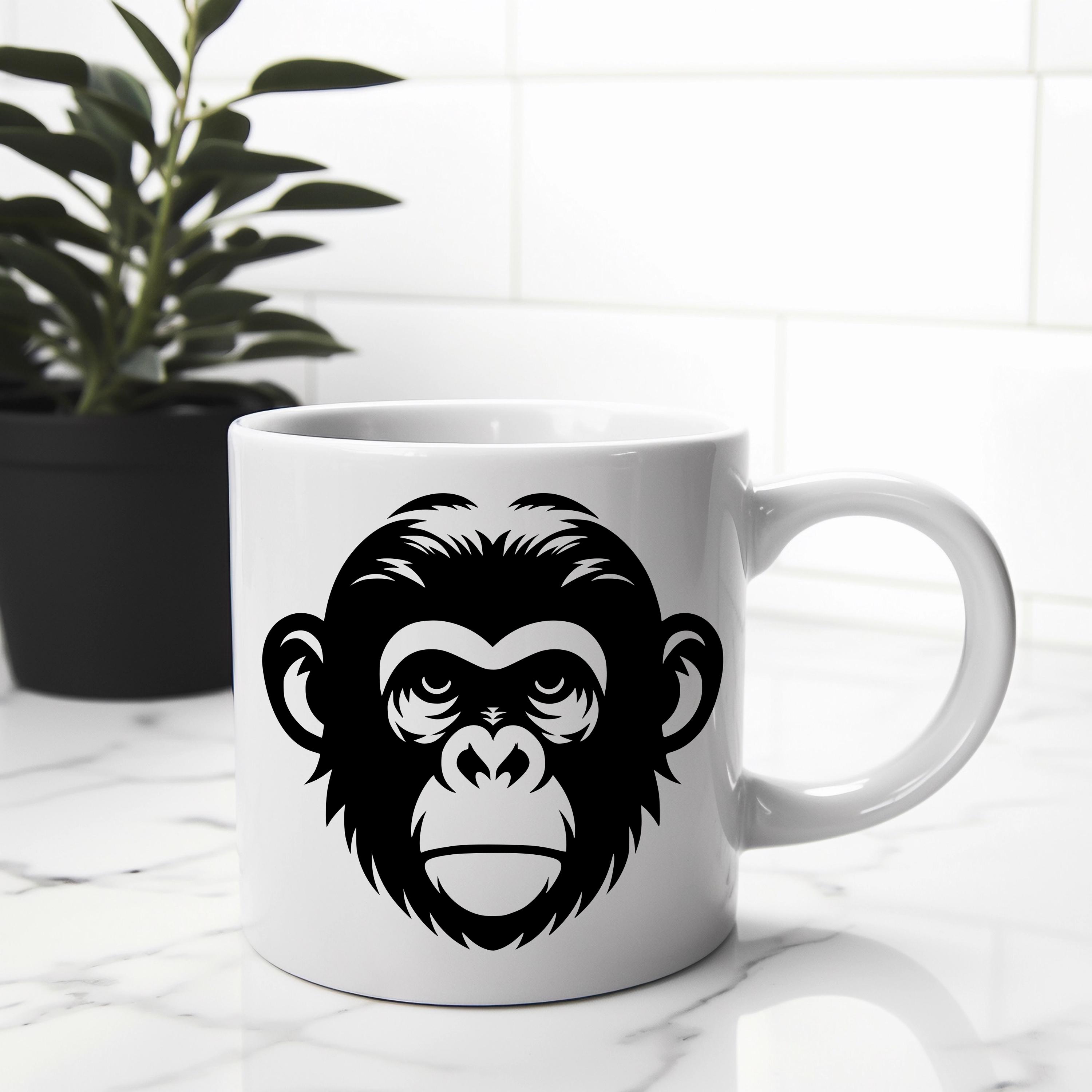 Monkey Head Svg - Pdf - Png - Dxf - Monkey Face - Monkey Silhouette ...