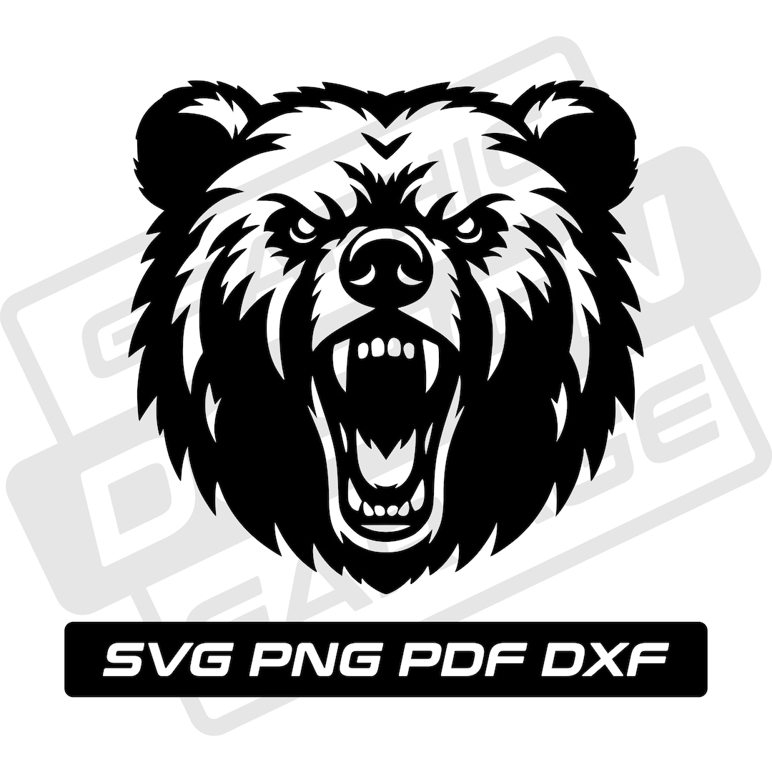 Angry Bear Svg - Pdf - Png - Dxf - Bear Head - Bear Silhouette ...