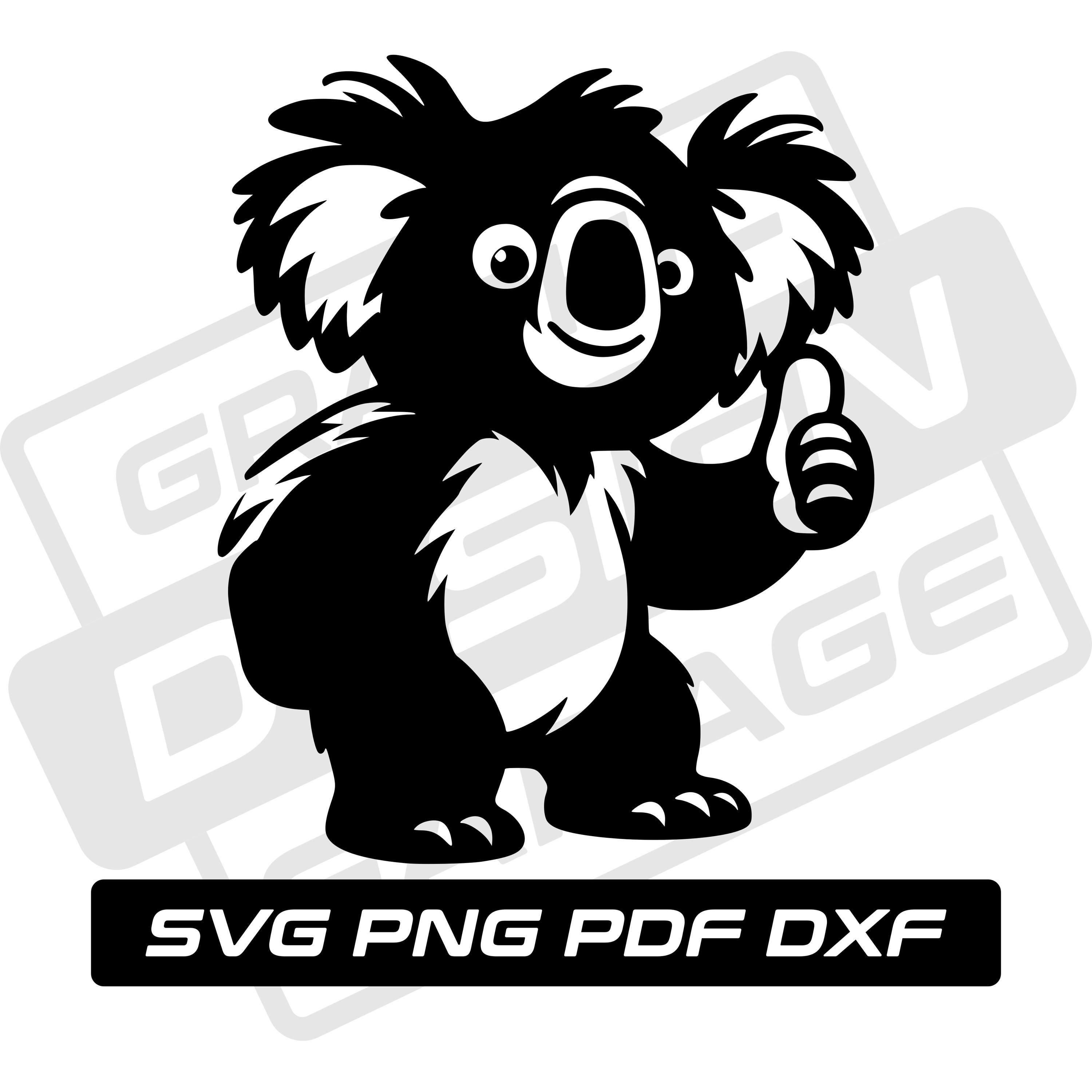Koala Thumbs up Svg - Pdf - Png - Dxf - Koala - Koala Silhouette ...