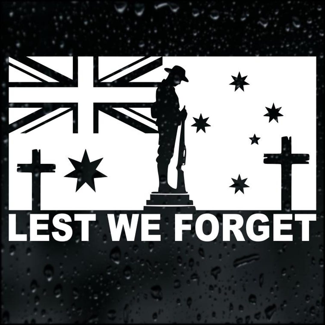 Lest We Forget Sticker Vinyl Decal Car Bumper Window Anzac Remembrance ...