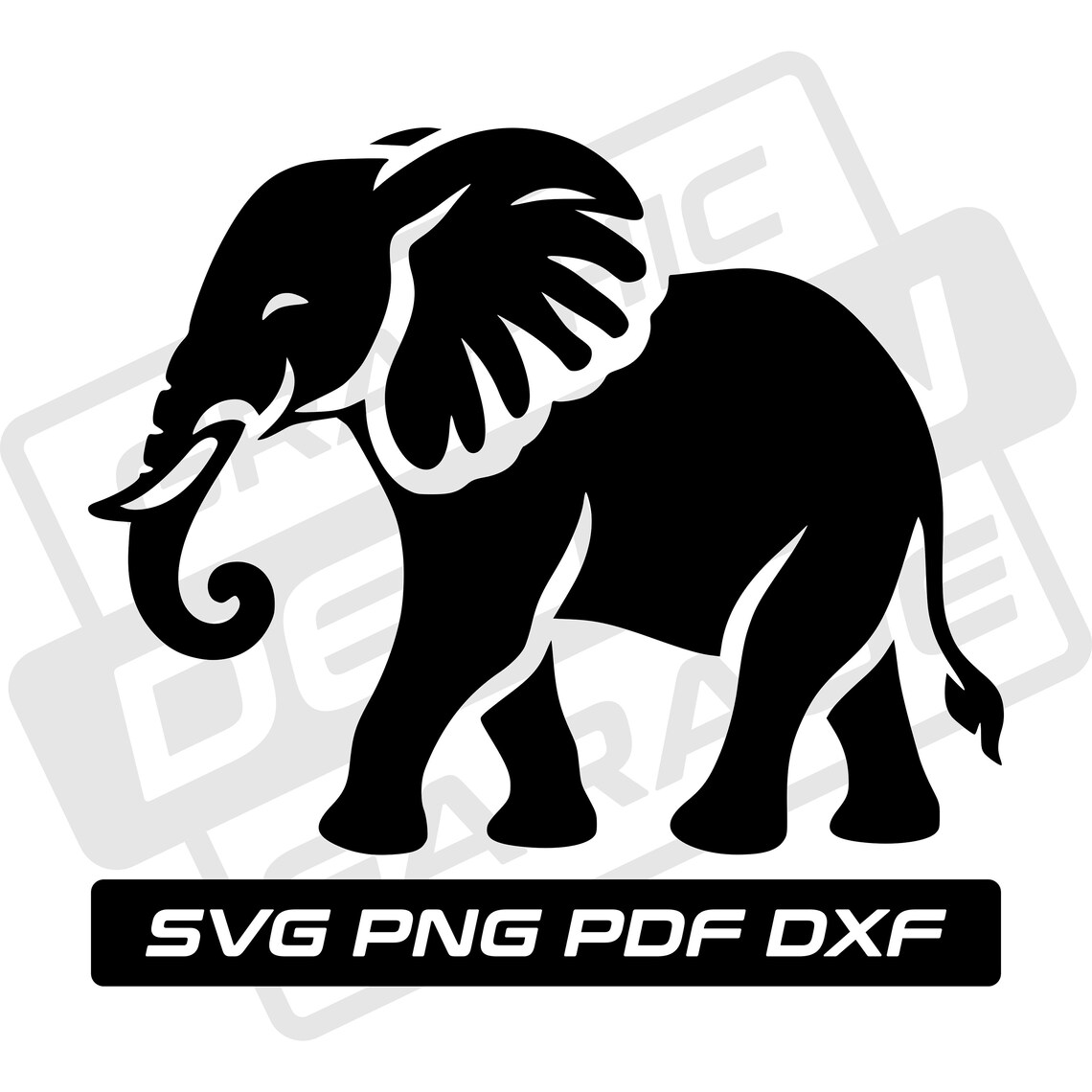 Elephant Svg - Pdf - Png - Dxf - Elephant Silhouette - Zoo Animal ...
