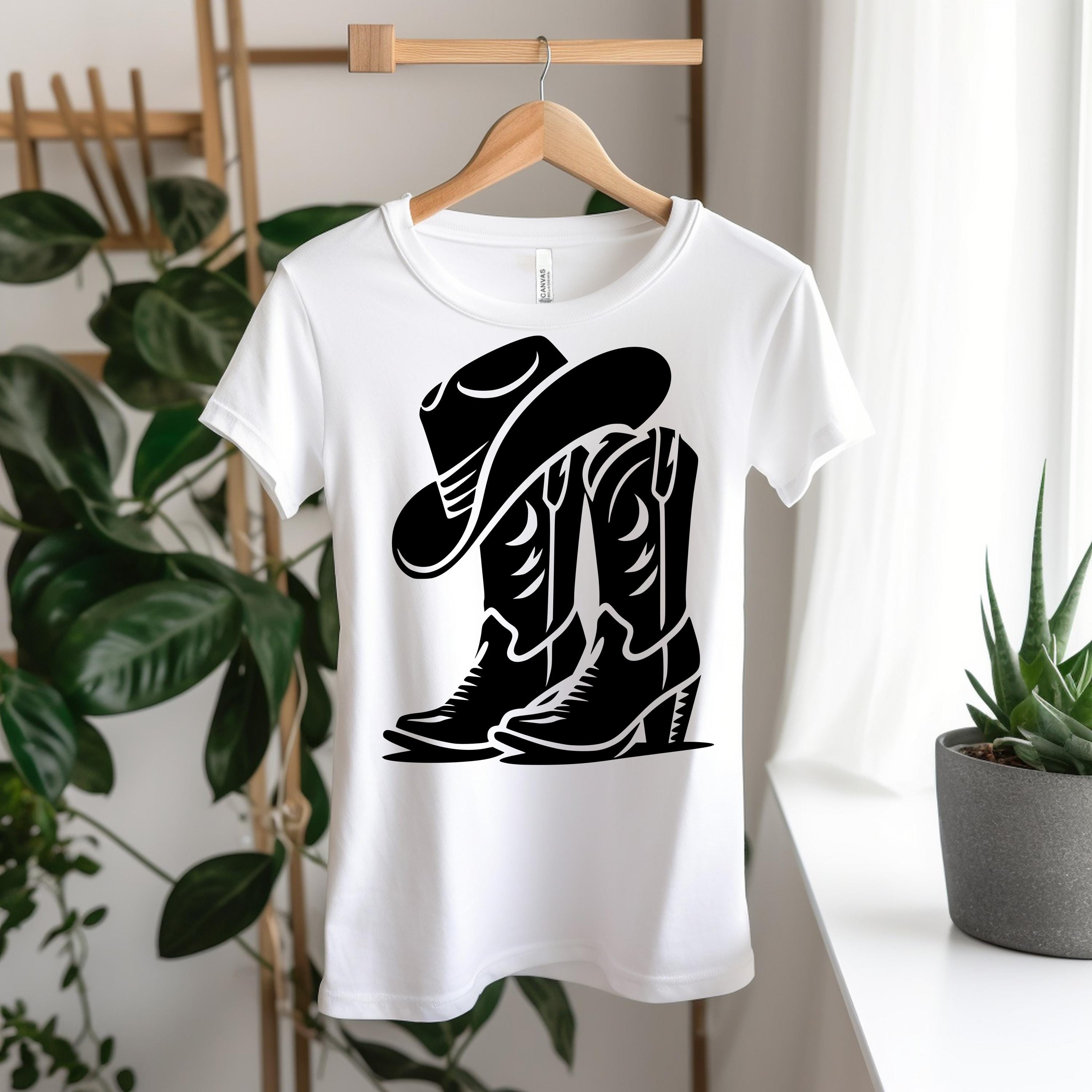 Cowgirl Boots With Hat Svg - Pdf - Png - Dxf - Cowgirl Boots Silhouette ...