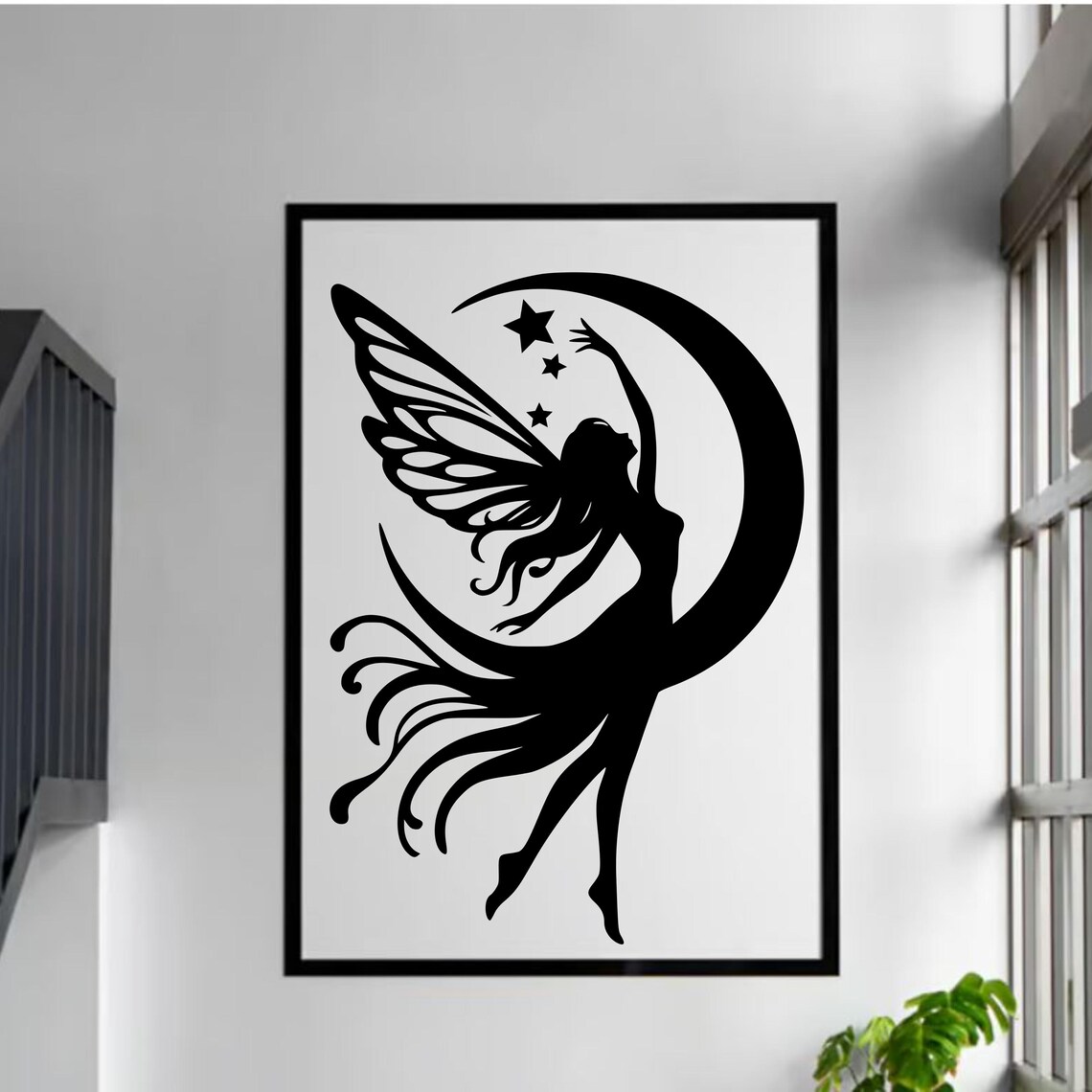 Fairy Svg Pdf Png Dxf Fairy Silhouette Commercial Use Moon Svg Stars ...