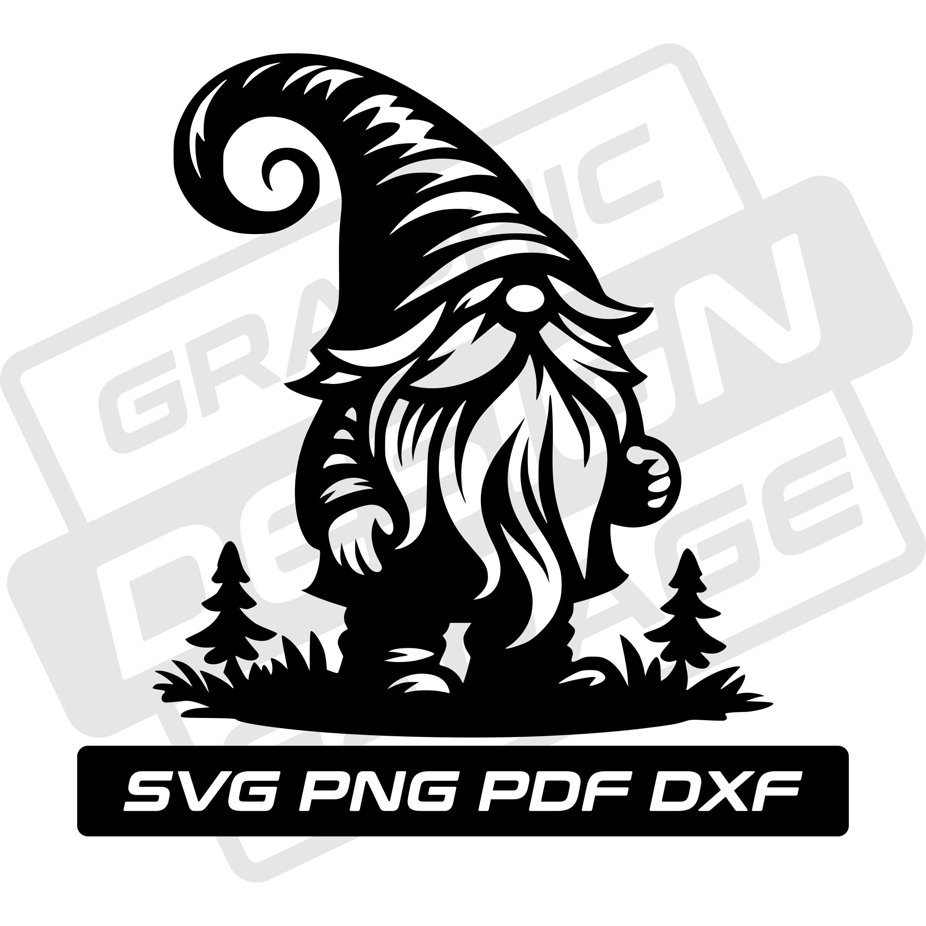 Gnome Svg - Pdf - Png - Dxf - Garden Gnome - Commercial Use - Gardening ...