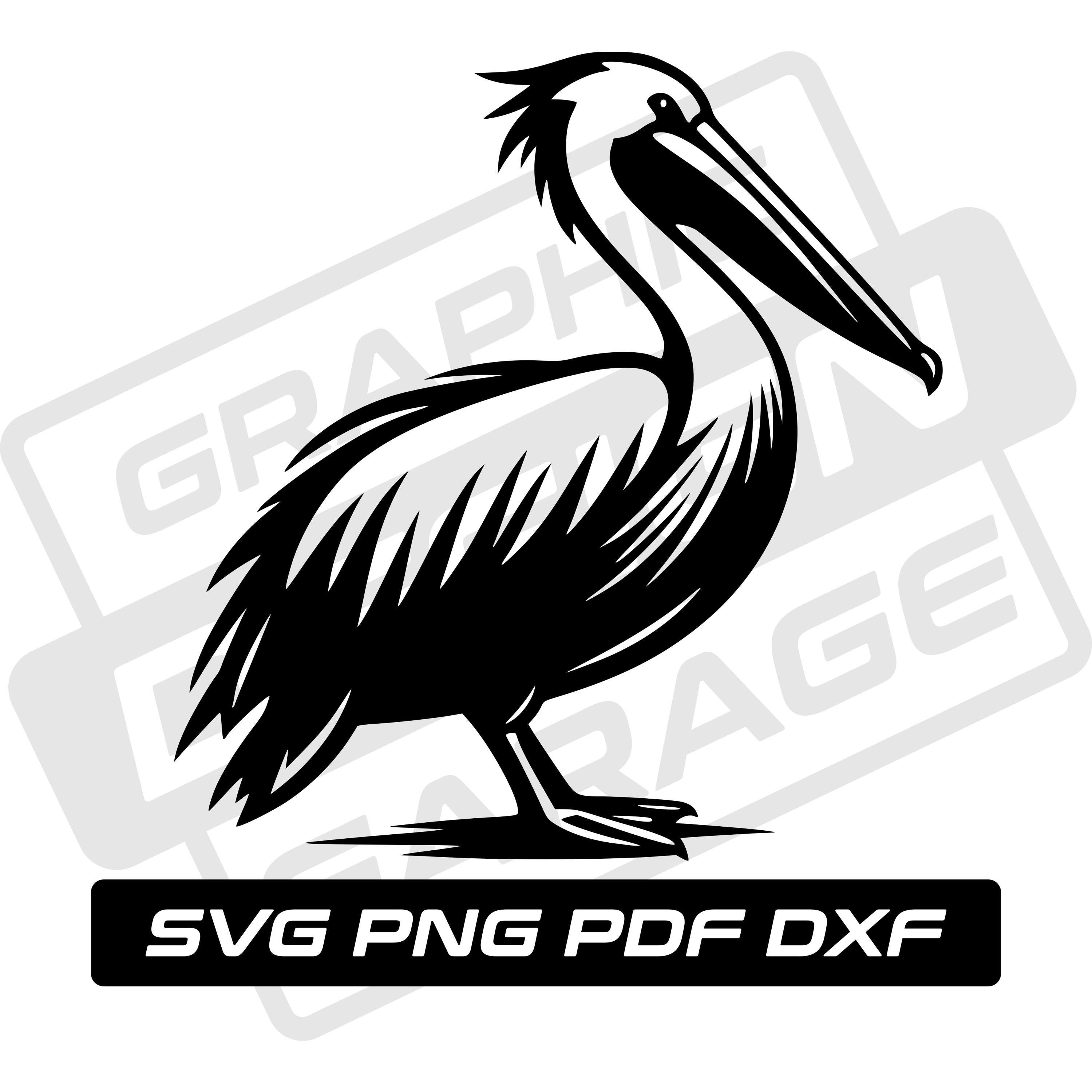 Pelican Svg - Pdf - Png - Dxf - Sea Bird - Pelican Silhouette ...