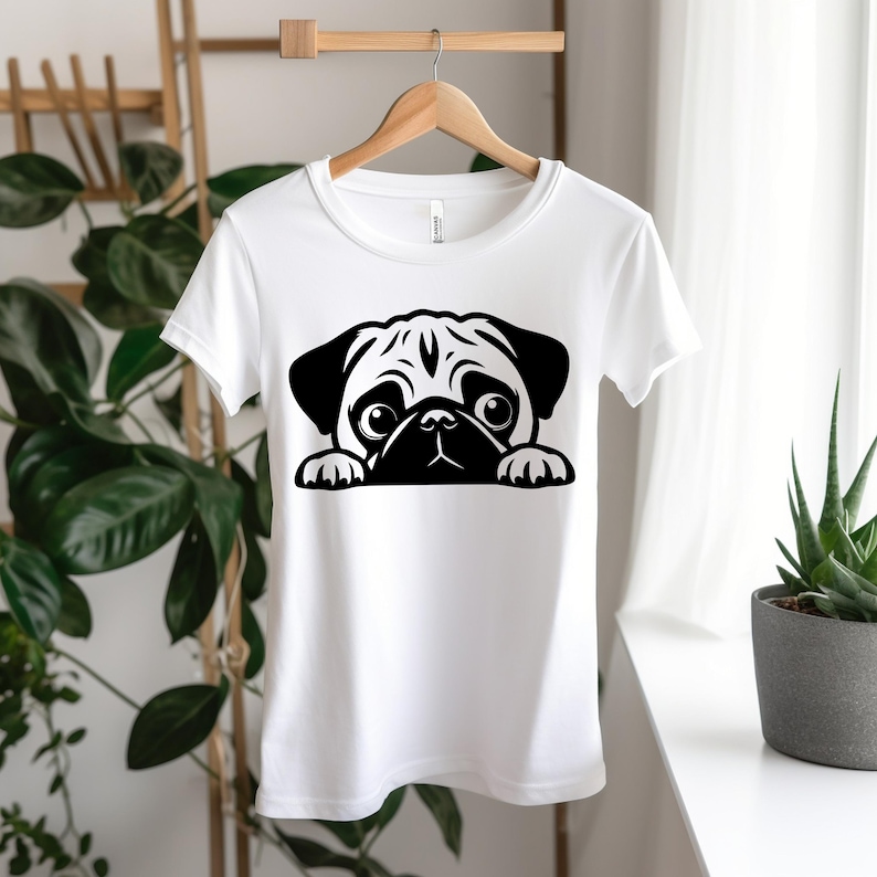 Peeking Pug Svg - Pdf - Png - Dxf - Pug Silhouette - Peeping Pug ...
