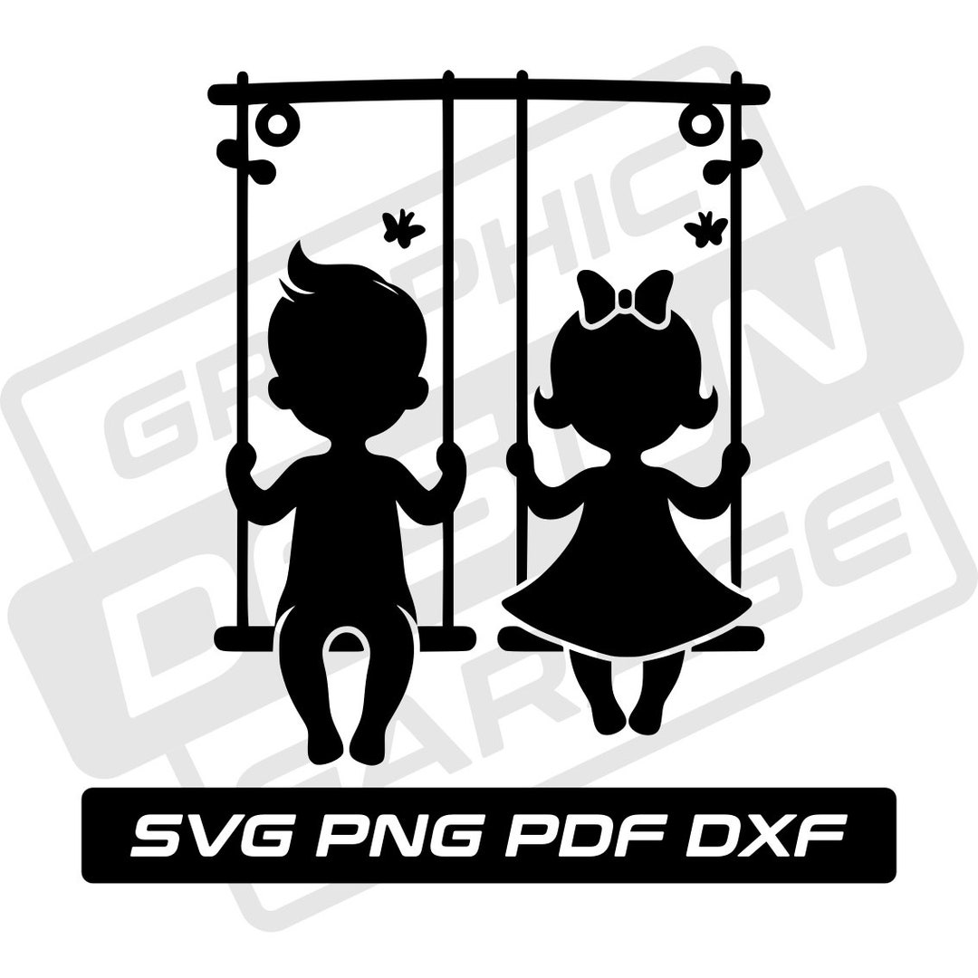 Swing Set Svg - Pdf - Png - Dxf - Kids Playground - Childhood ...