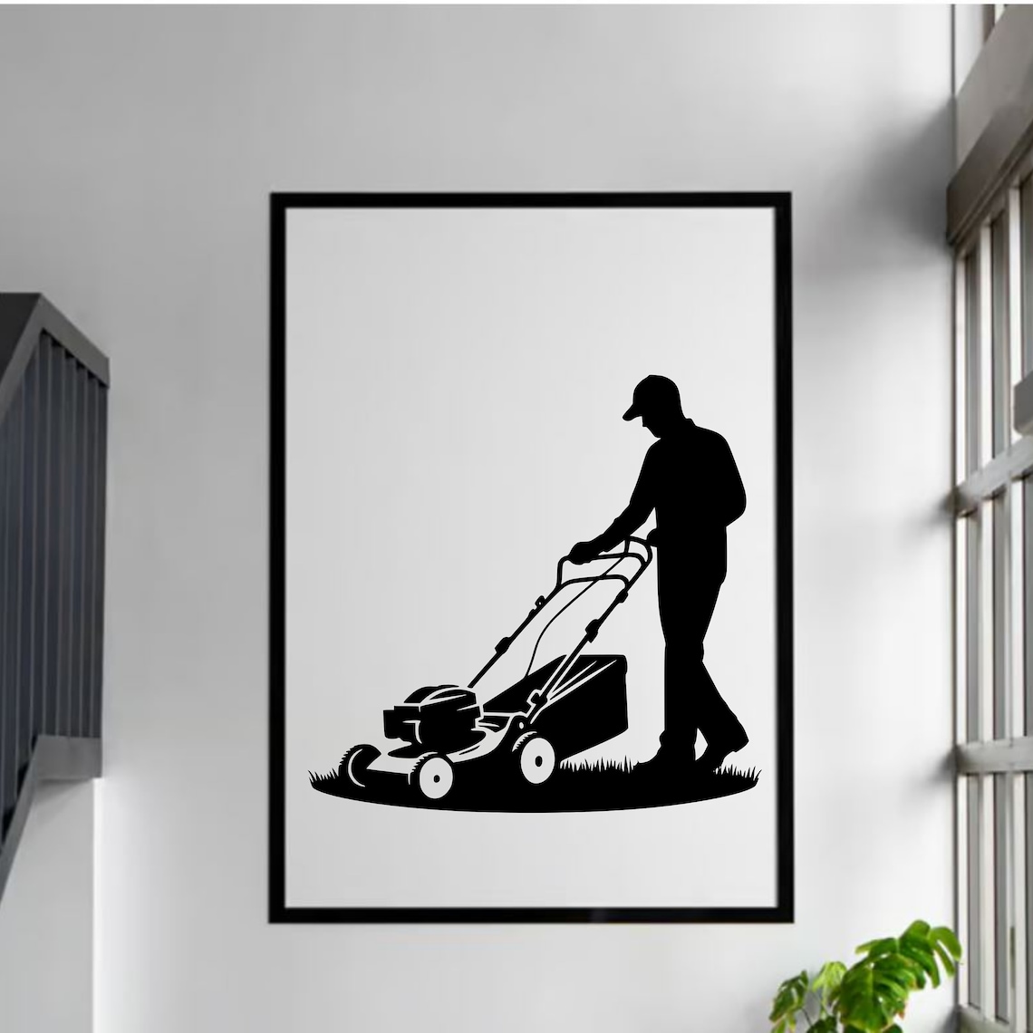 Lawn Mower Svg - Pdf - Png - Dxf - Landscaping - Person Mowing ...