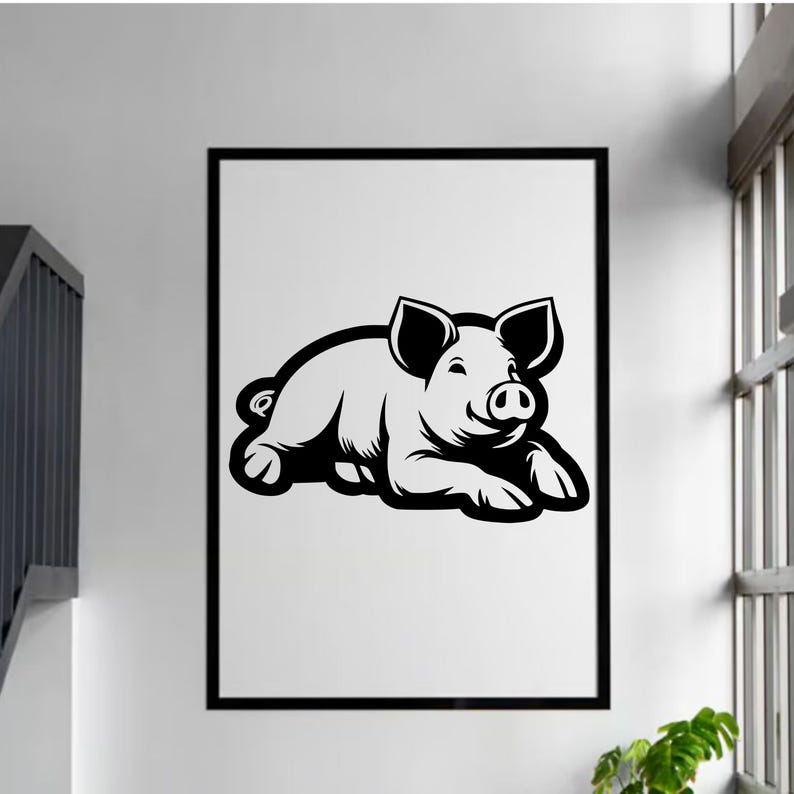 Cerdo svg pdf png dxf Lechón silueta de cerdo uso comercial granja ...