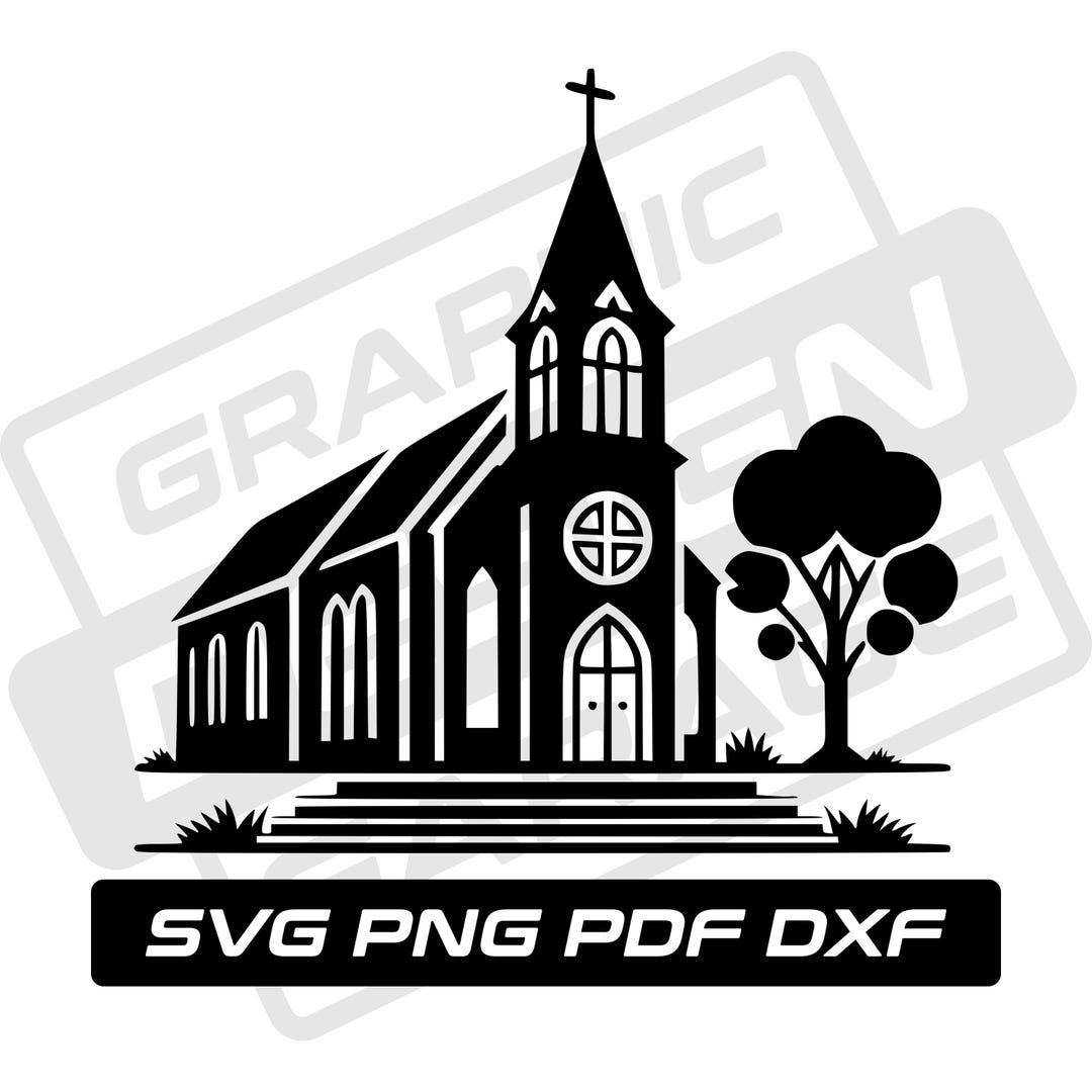 Church Svg - Pdf - Png - Dxf - Cathedral - Church House - Commercial ...