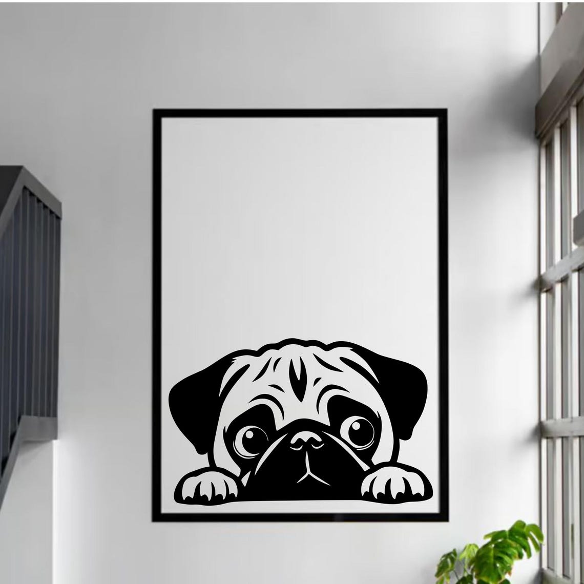 Peeking Pug Svg - Pdf - Png - Dxf - Pug Silhouette - Peeping Pug ...