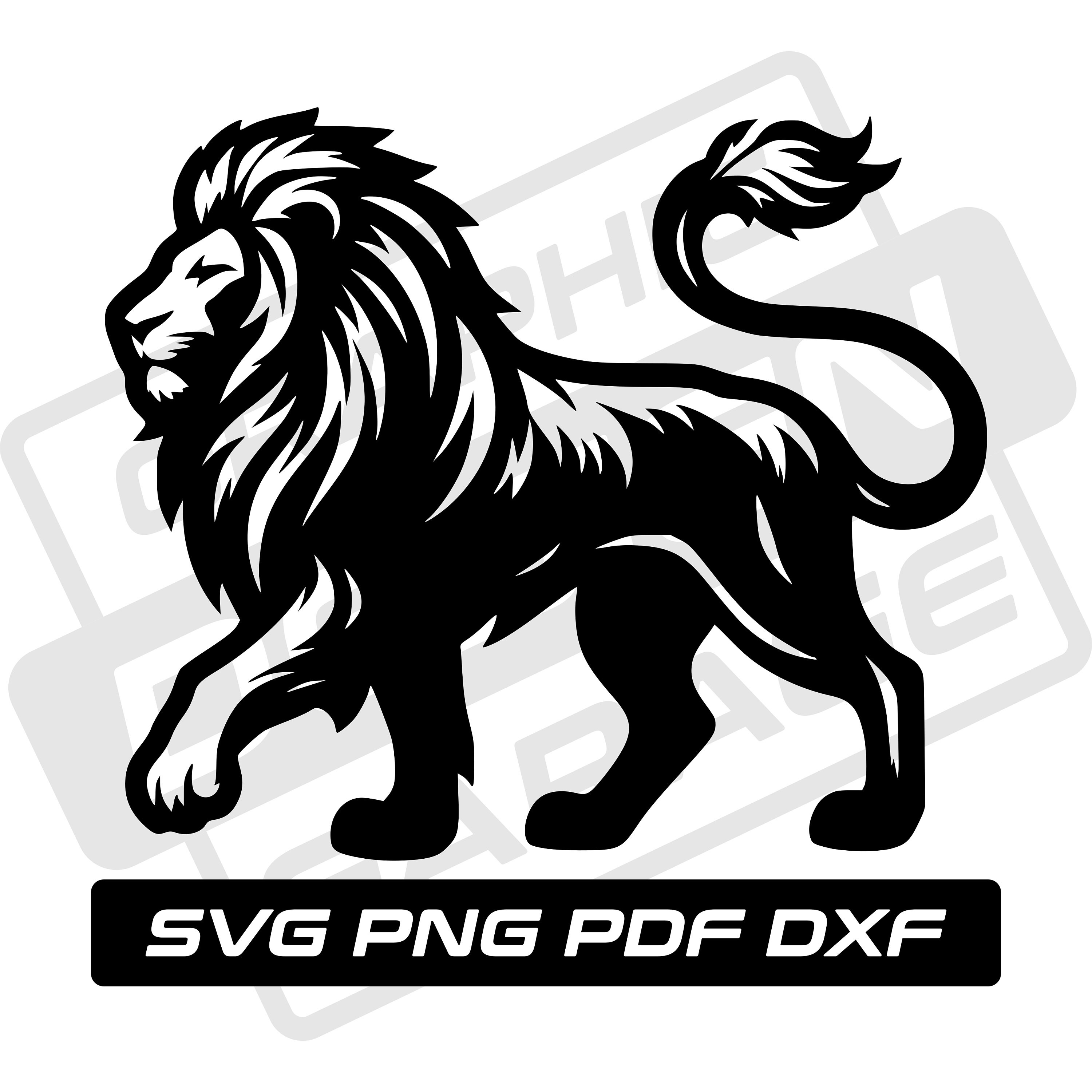 Lion Svg - Pdf - Png - Dxf - Jungle Animal - Lion Silhouette ...