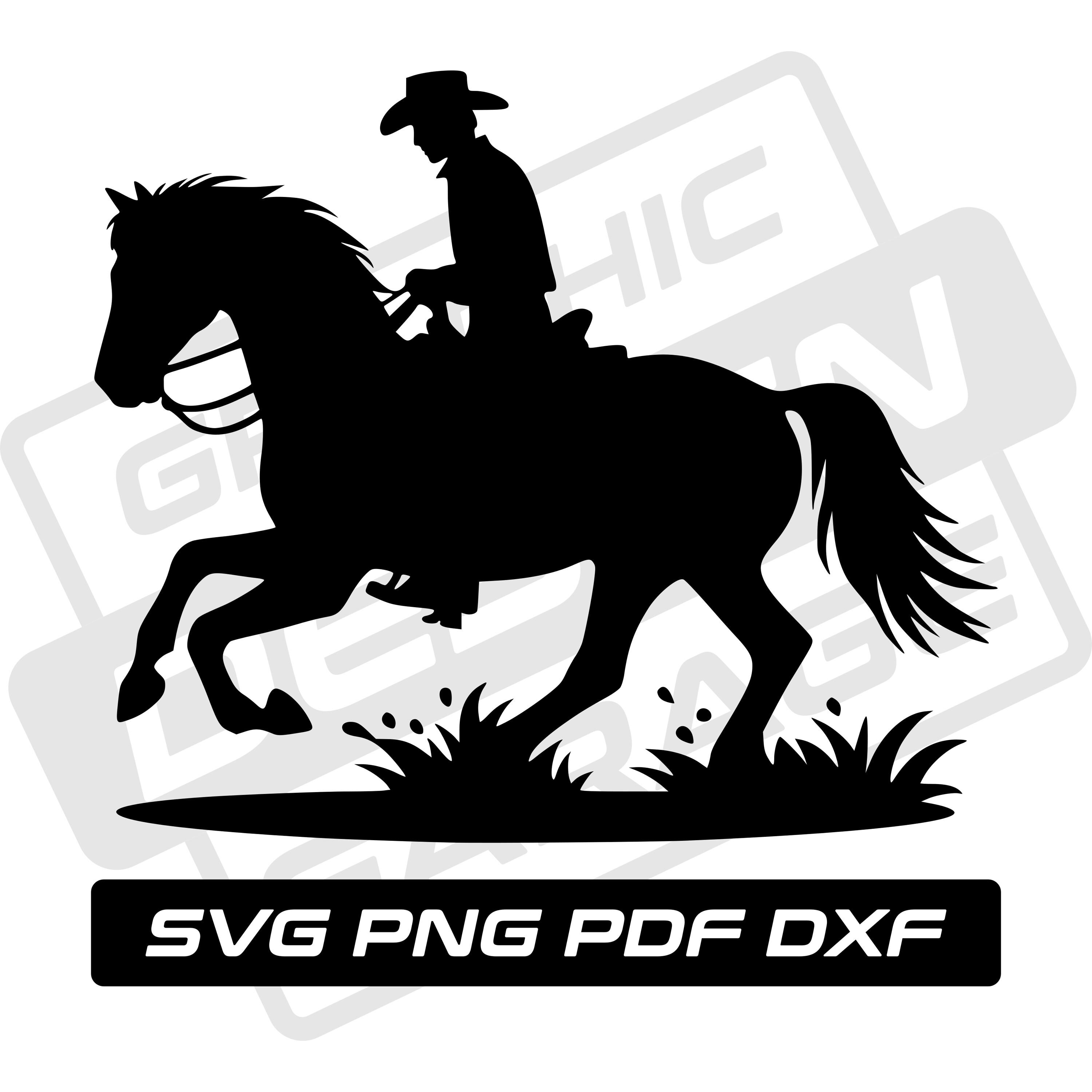 Pferd Reiter svg - pdf - png - dxf - Cowboy mit Pferd - Pferd ...