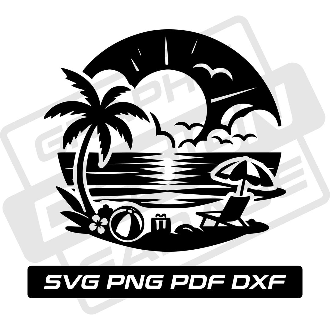 Strand svg - pdf - png - dxf - Urlaub - Palmen - Kommerzielle Nutzung ...