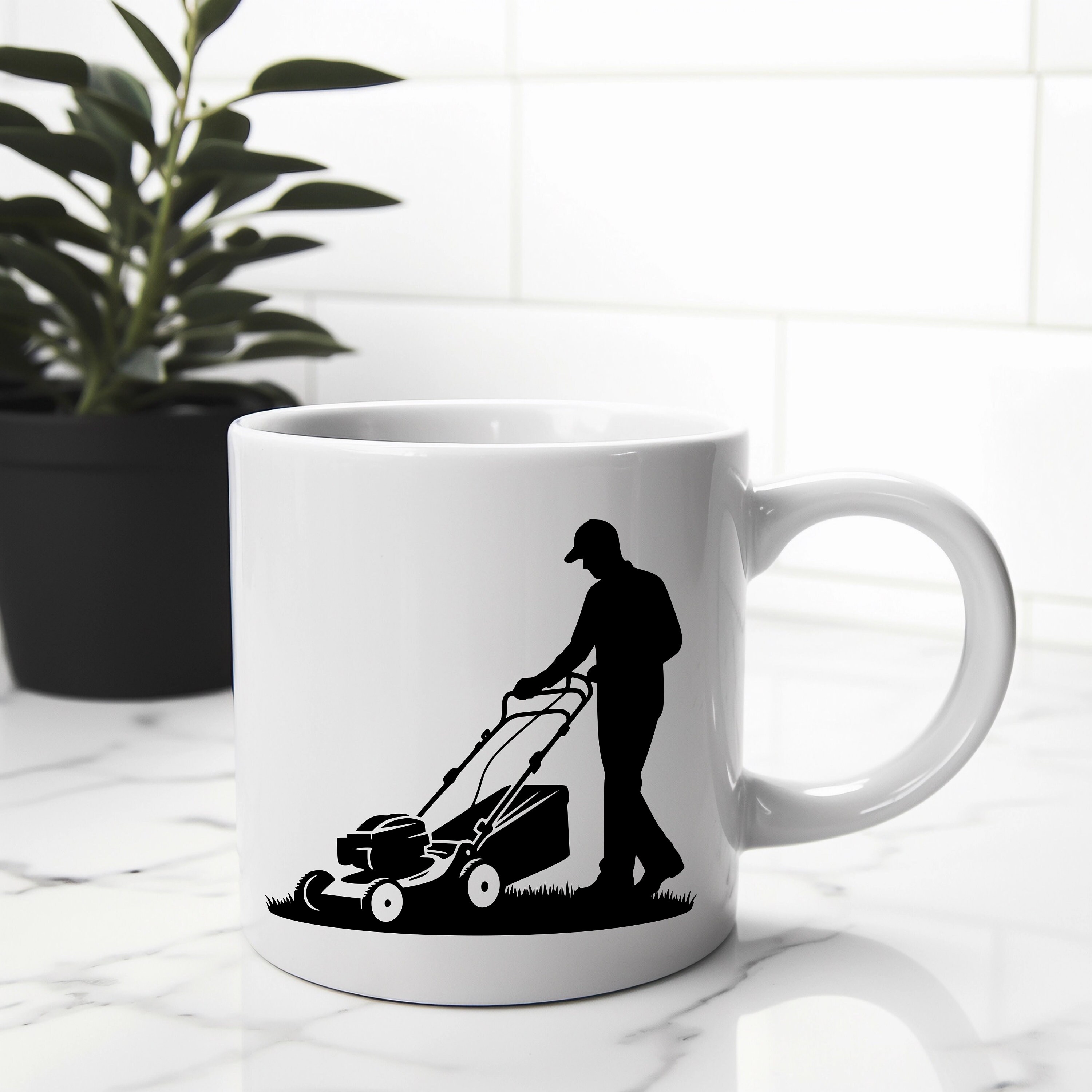 Lawn Mower Svg - Pdf - Png - Dxf - Landscaping - Person Mowing ...