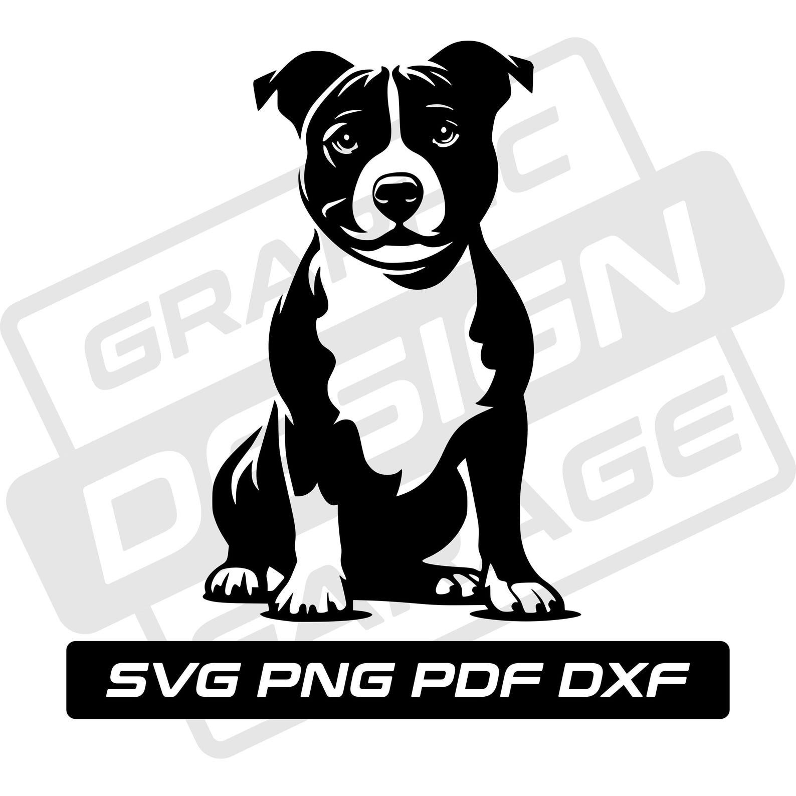 Staffordshire Bull Terrier Svg - Pdf - Png - Dxf - Staffy Silhouette ...