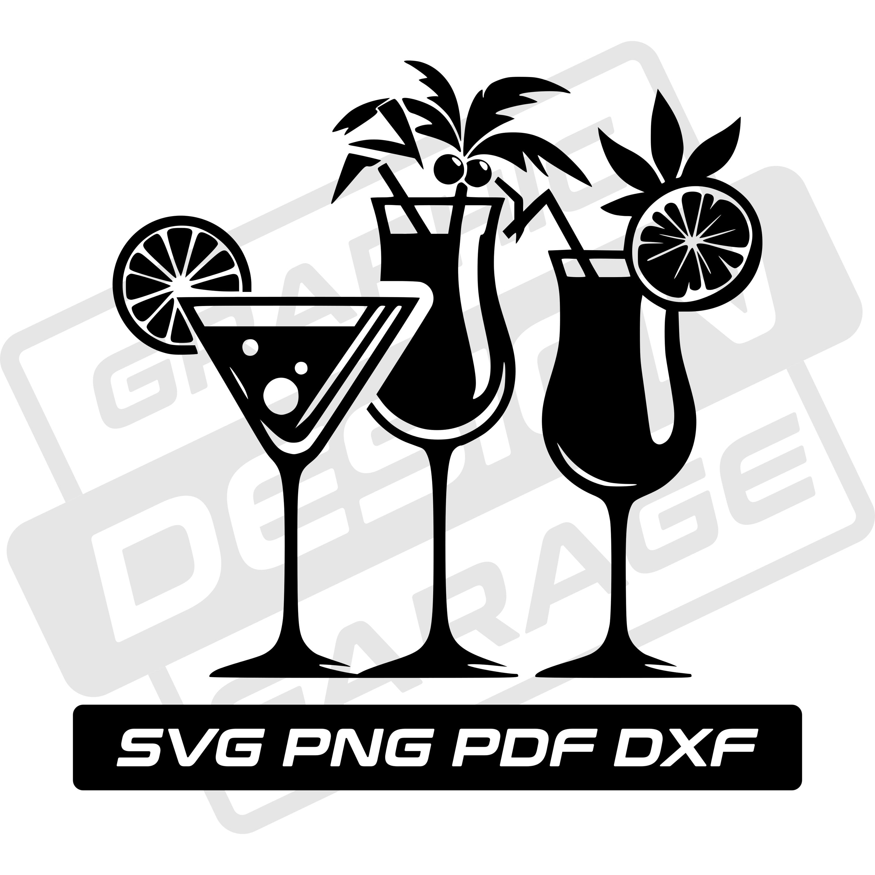 Cocktails Svg - Pdf - Png - Dxf - Cocktail Glasses - Commercial Use ...