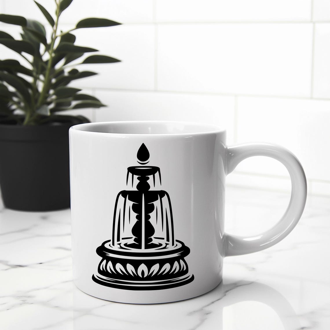 Water Fountain Svg - Pdf - Png - Dxf - Water Feature - Commercial Use ...