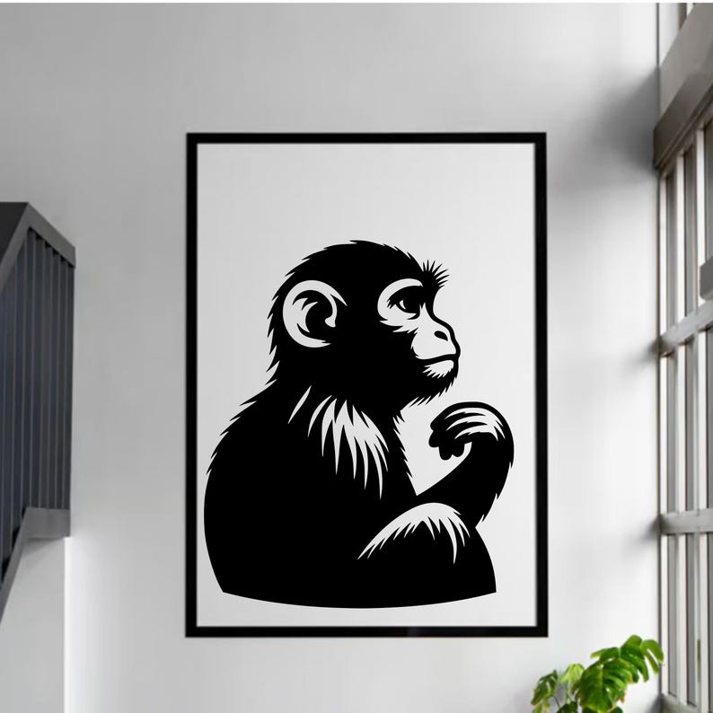 Monkey Svg - Pdf - Png - Dxf - Baby Monkey - Monkey Silhouette ...