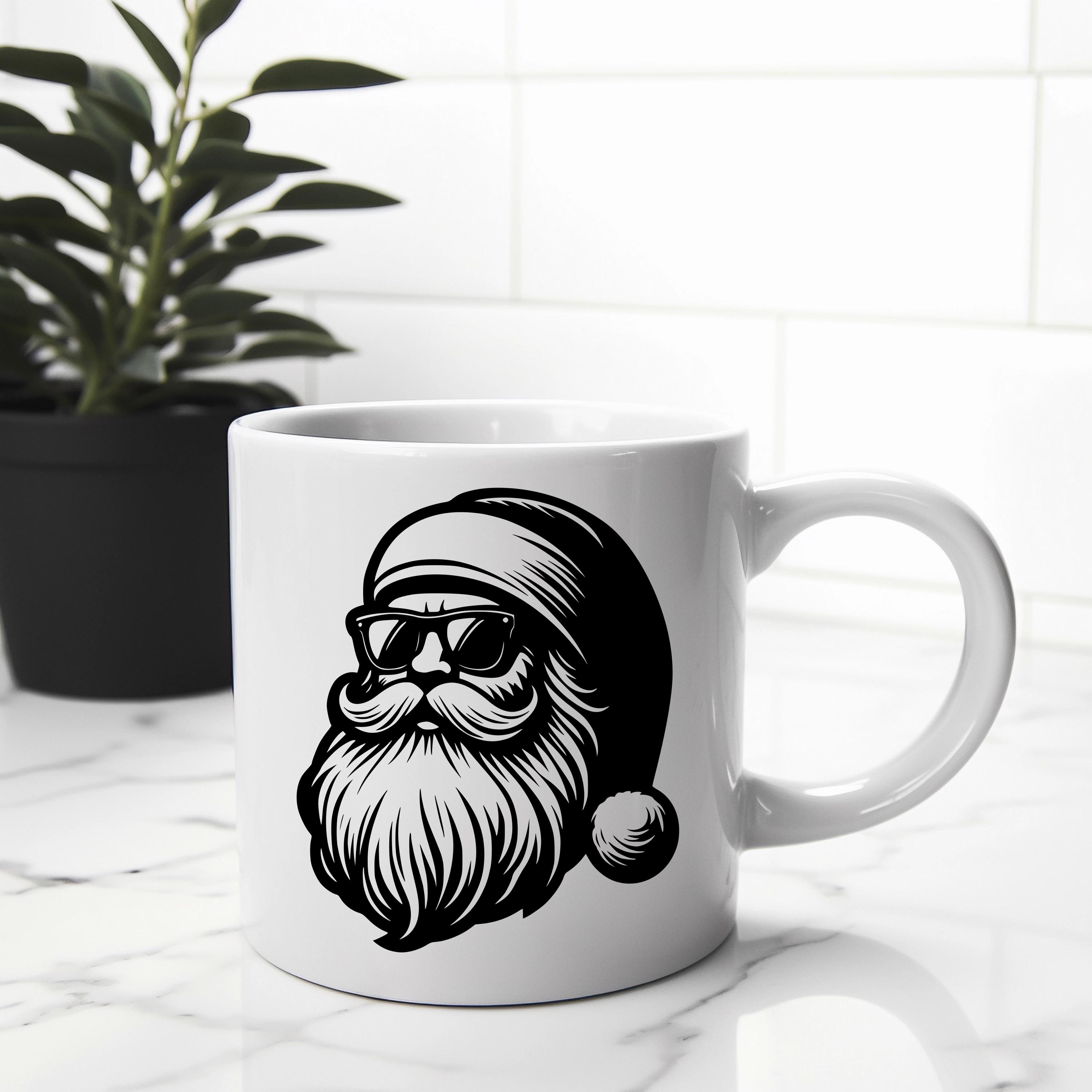 Santa Sunglasses Svg - Pdf - Png - Dxf - Santa Head - Santa Silhouette ...