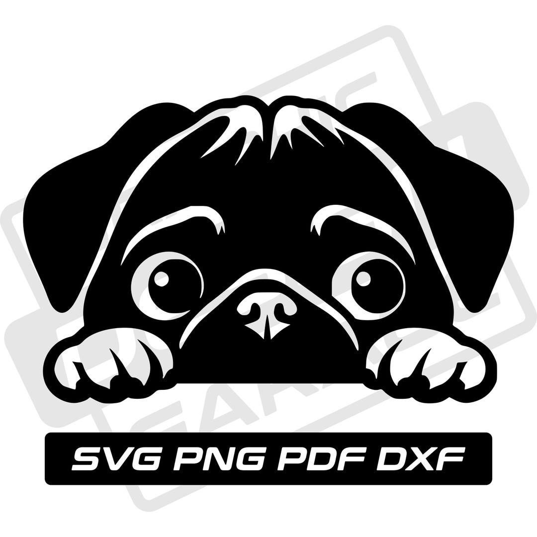 Peeking Pug Svg - Pdf - Png - Dxf - Pug Silhouette - Peeping Pug ...