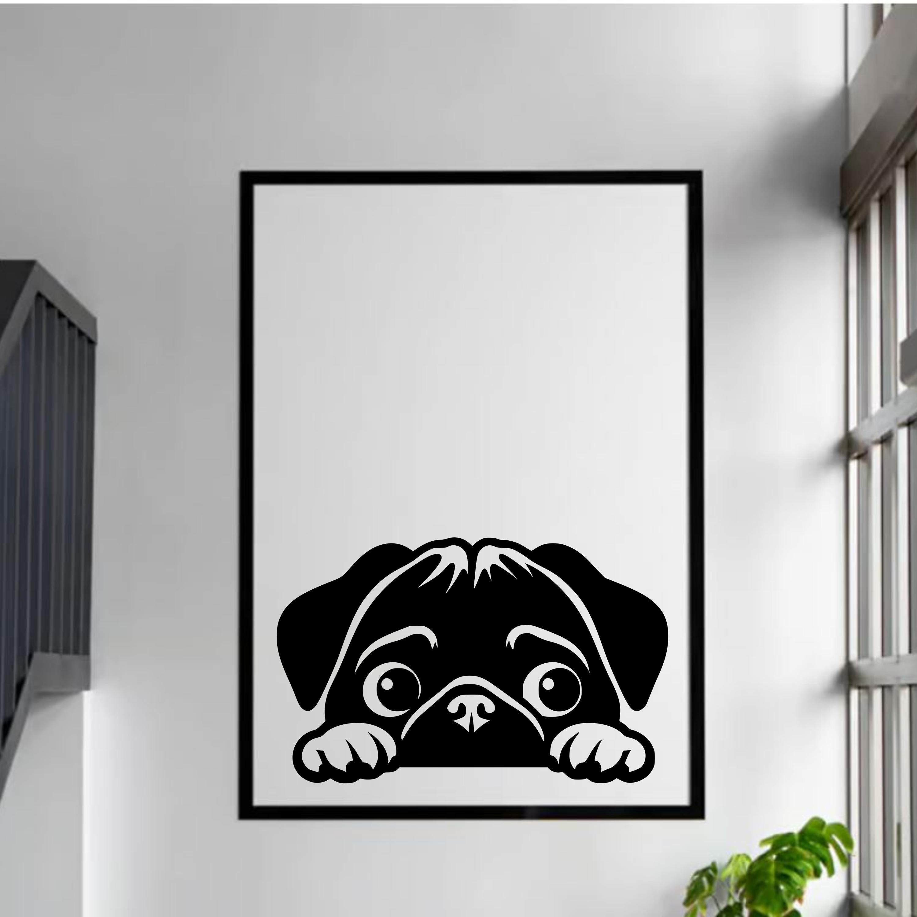 Peeking Pug Svg - Pdf - Png - Dxf - Pug Silhouette - Peeping Pug ...