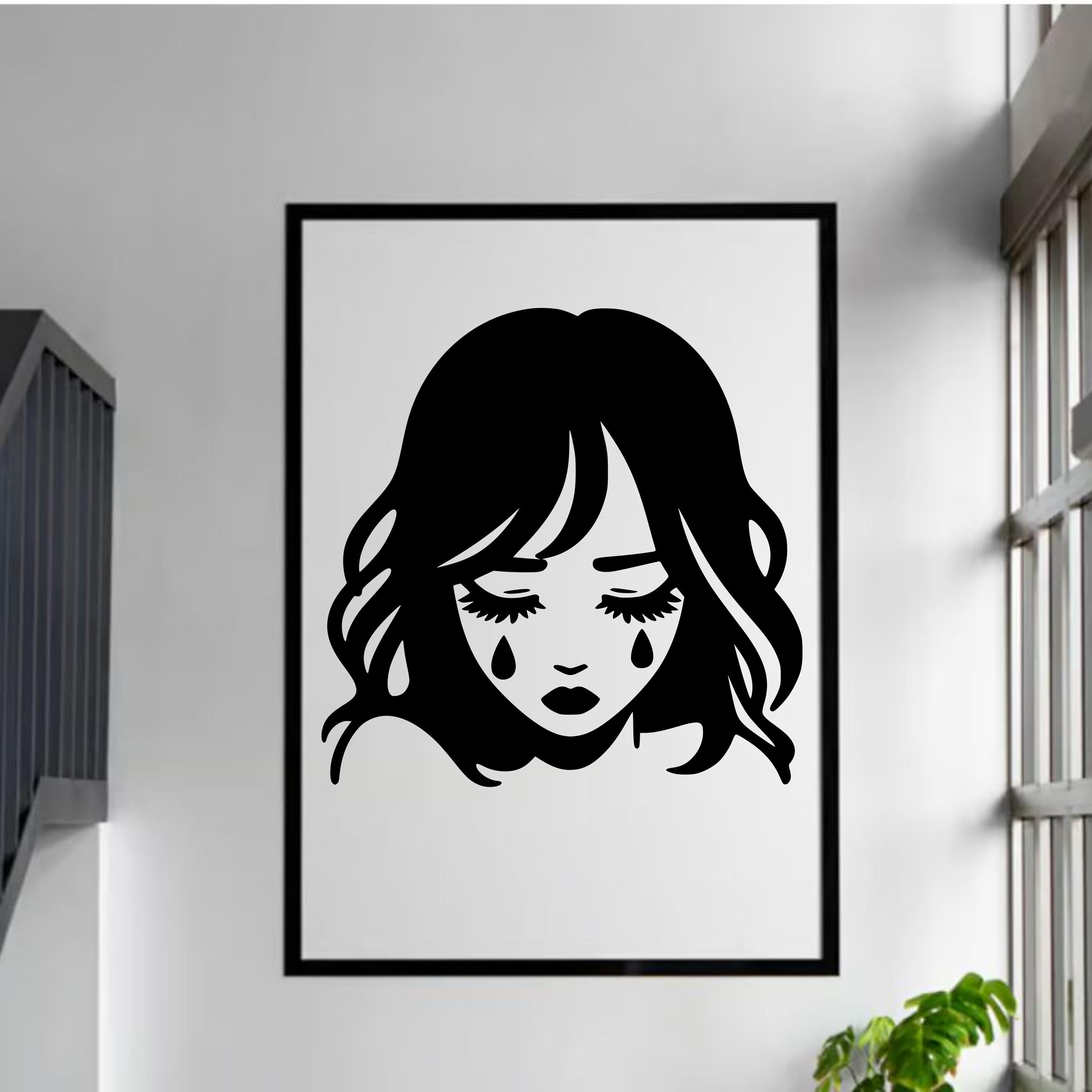 Girl Crying Svg - Pdf - Png - Dxf - Sad Woman - Commercial Use - Tears ...