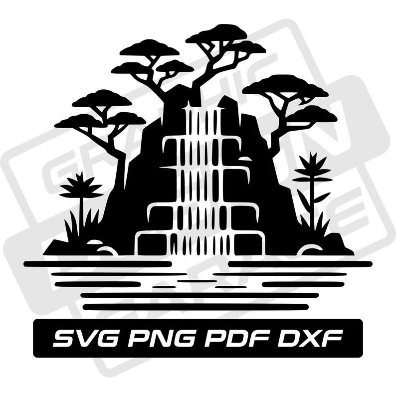 Waterfall Svg - Pdf - Png - Dxf - Water Feature - Commercial Use ...