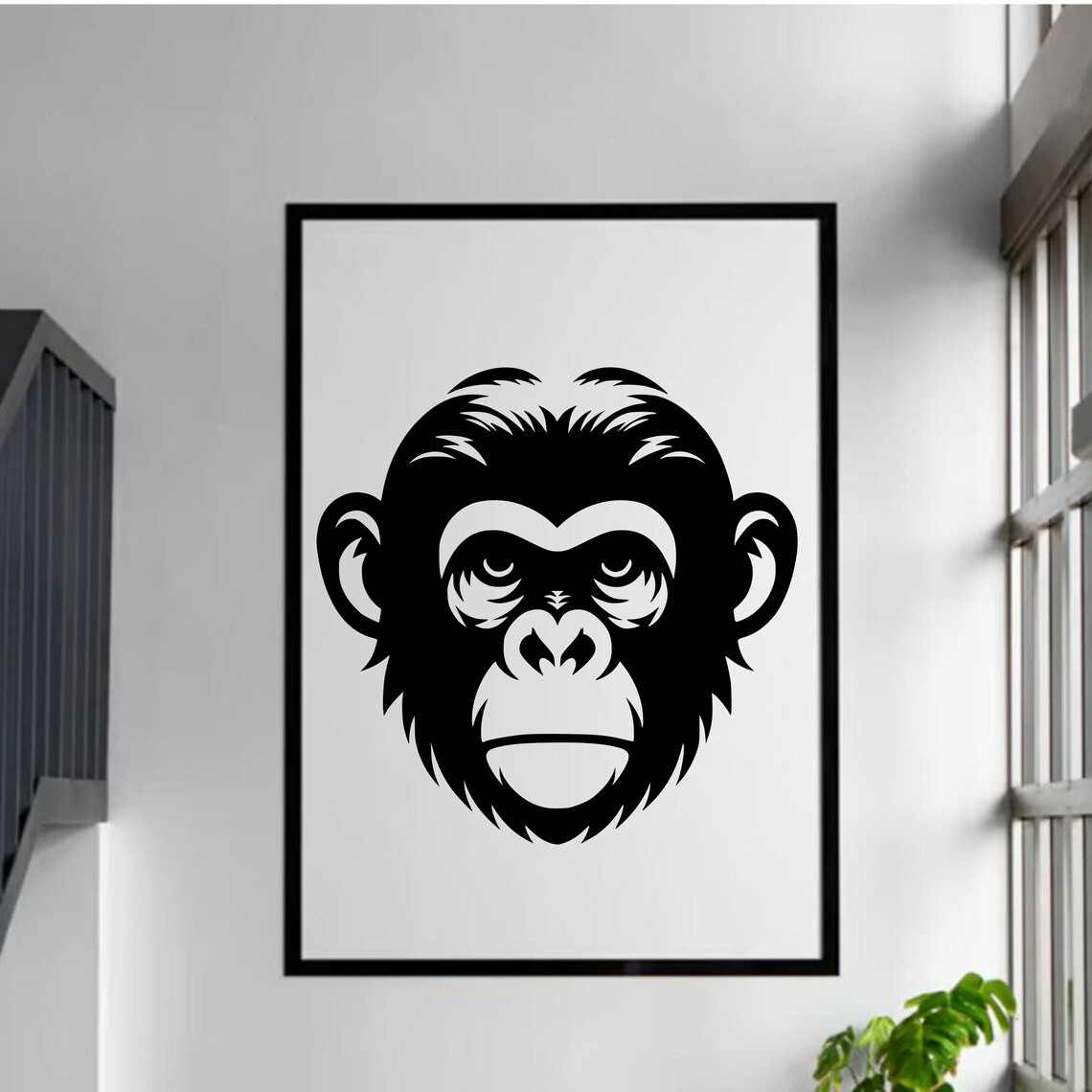 Monkey Head Svg - Pdf - Png - Dxf - Monkey Face - Monkey Silhouette ...