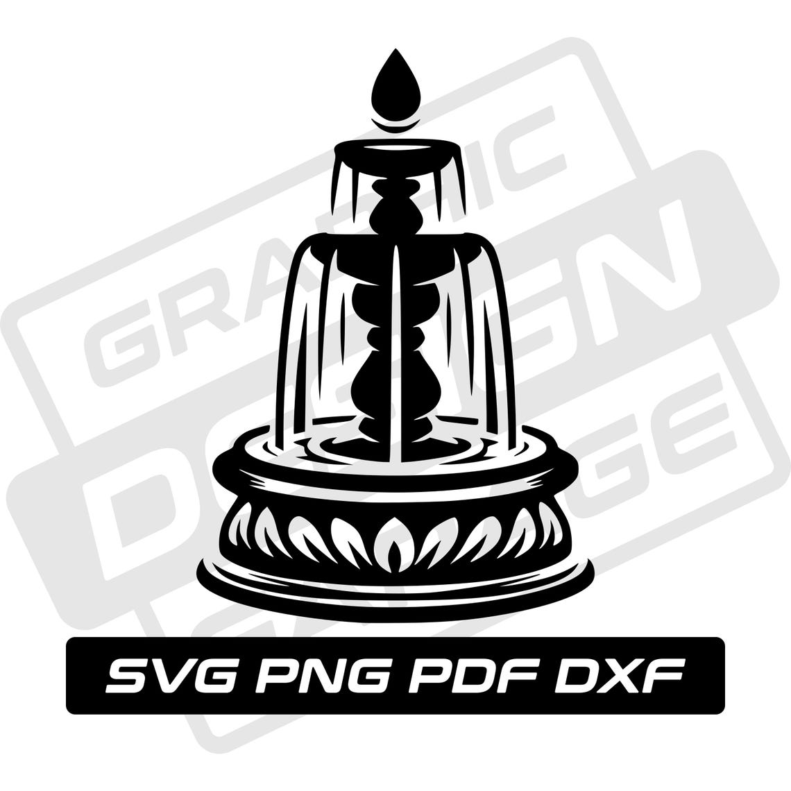 Water Fountain Svg - Pdf - Png - Dxf - Water Feature - Commercial Use ...