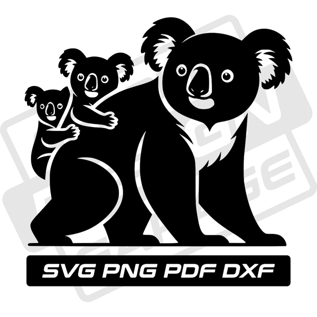 Koala With Joeys Svg - Pdf - Png - Dxf - Baby Koala - Koala Silhouette ...