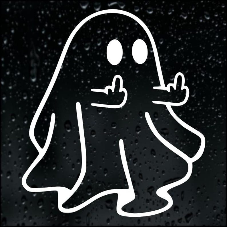 Ghost Middle Finger Sticker Vinyl Decal Car Bumper Window Rude ...