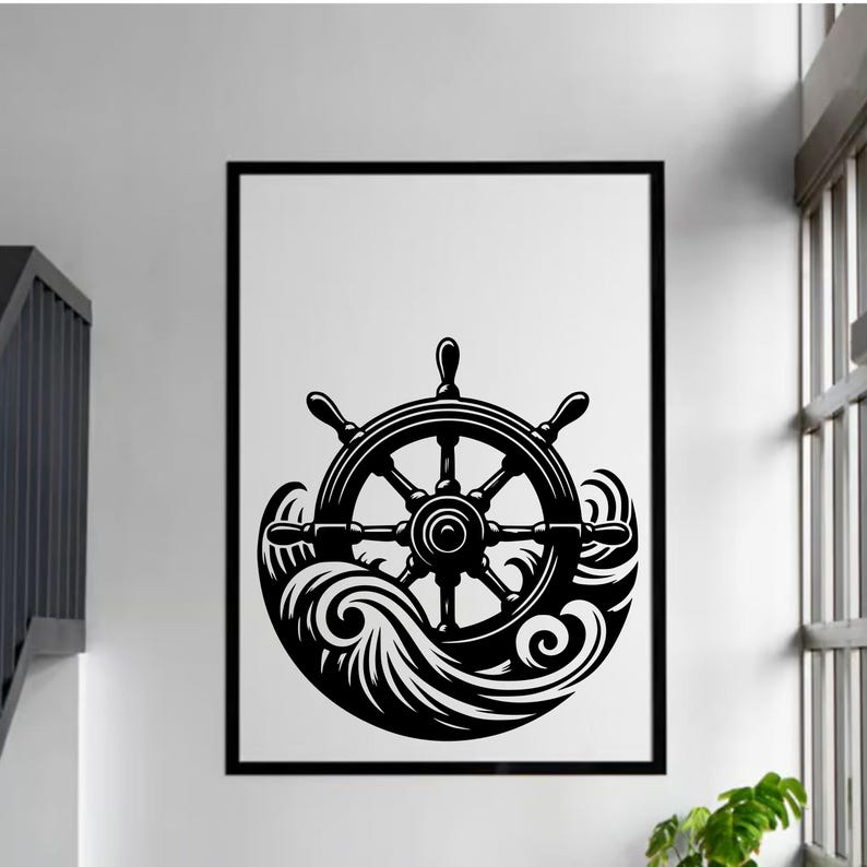 Ship Wheel Svg - Pdf - Png - Dxf - Nautical - Wave - Commercial Use ...
