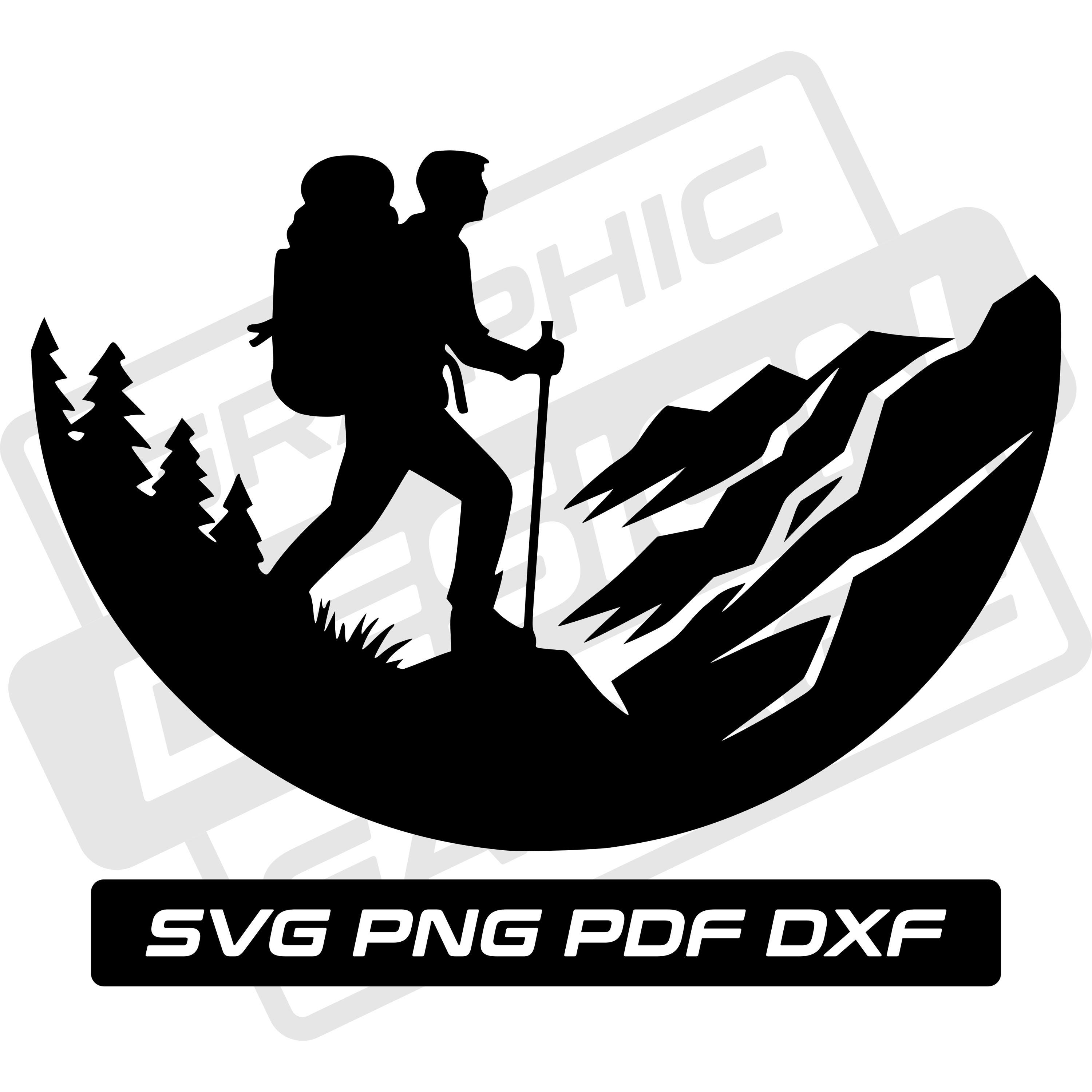 Hiker Svg - Pdf - Png - Dxf - Hiking - Mountains - Commercial Use ...