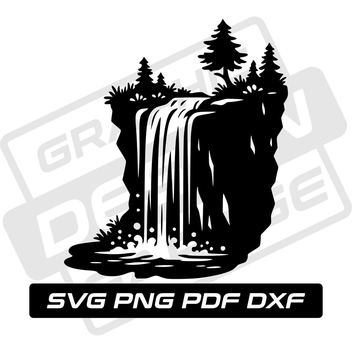 Waterfall Svg - Pdf - Png - Dxf - Water Feature - Commercial Use ...