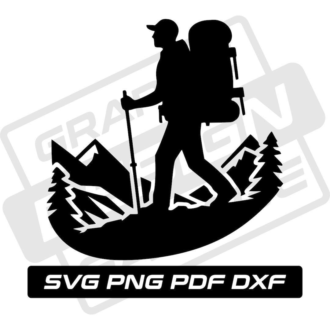 Hiker Svg - Pdf - Png - Dxf - Hiking - Mountains - Commercial Use ...