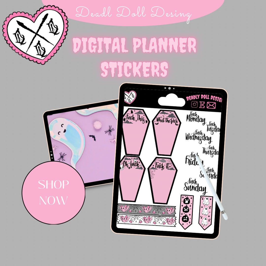 Digital,creepy,cute,stickers,planner, Goodnotes - Etsy