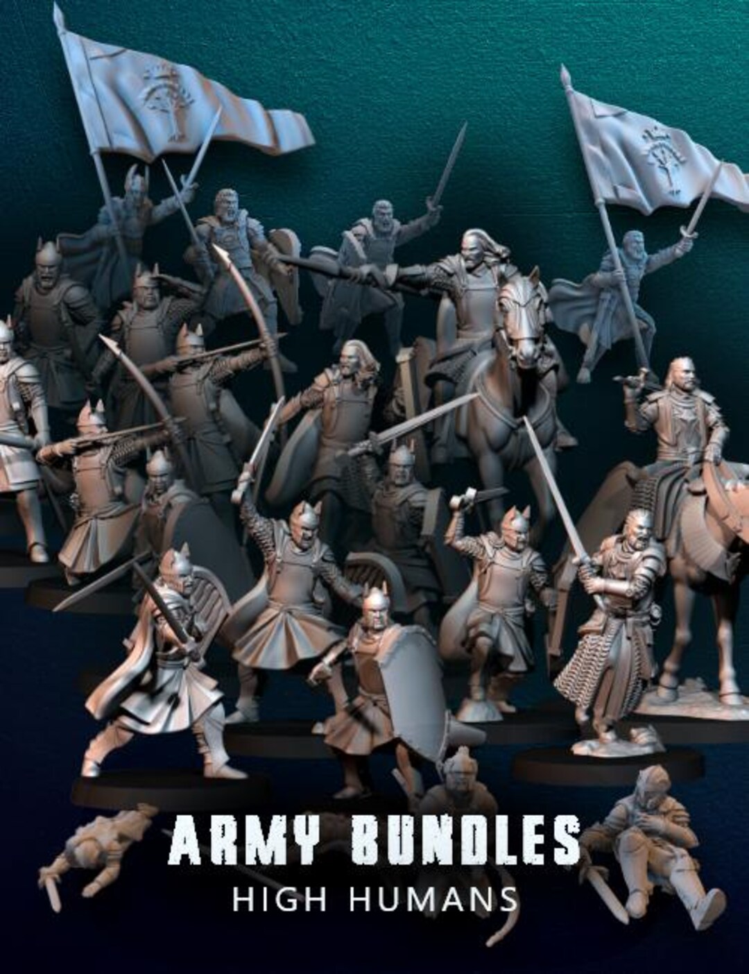 High Humans Army / Premium 3D Printed Fantasy Tabletop Miniature 28mm ...