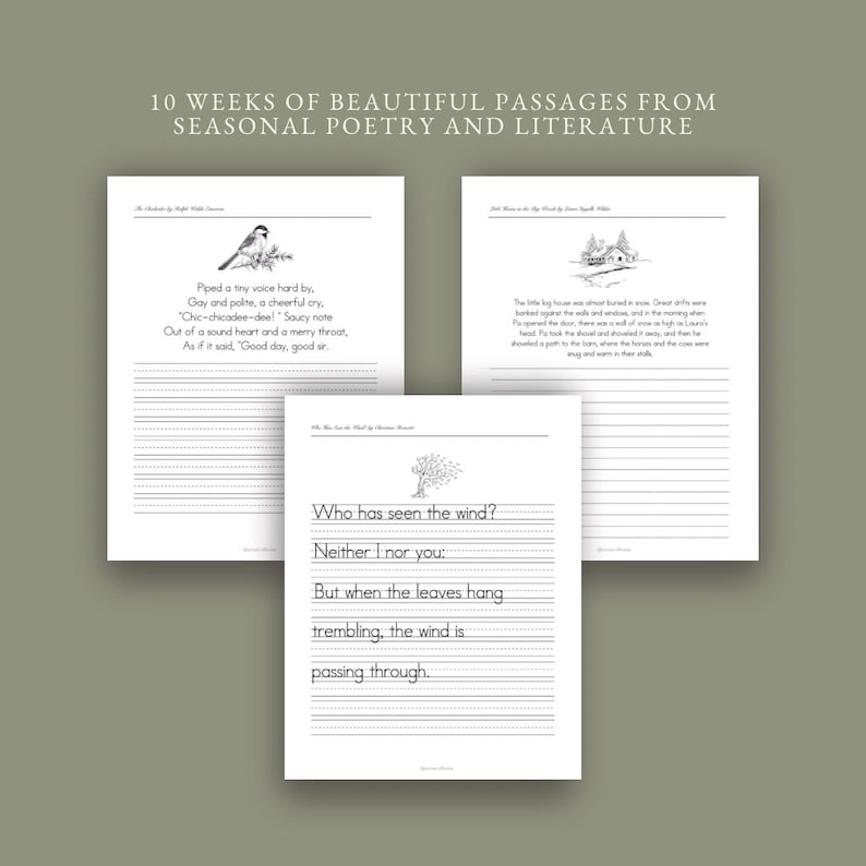 Copywork Bundle: Winter | Charlotte Mason-inspired - Etsy