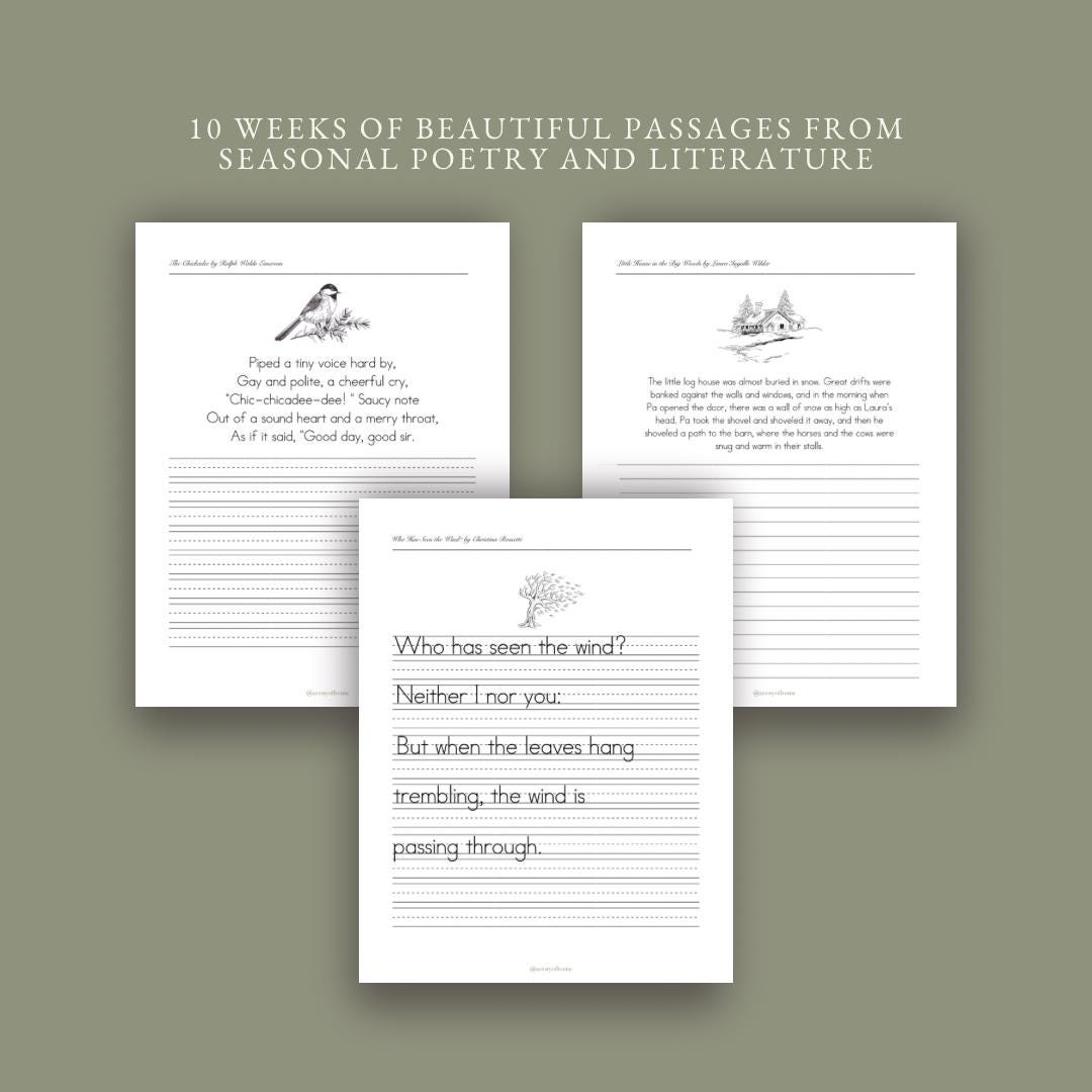 Copywork Bundle: Winter | Charlotte Mason-inspired - Etsy